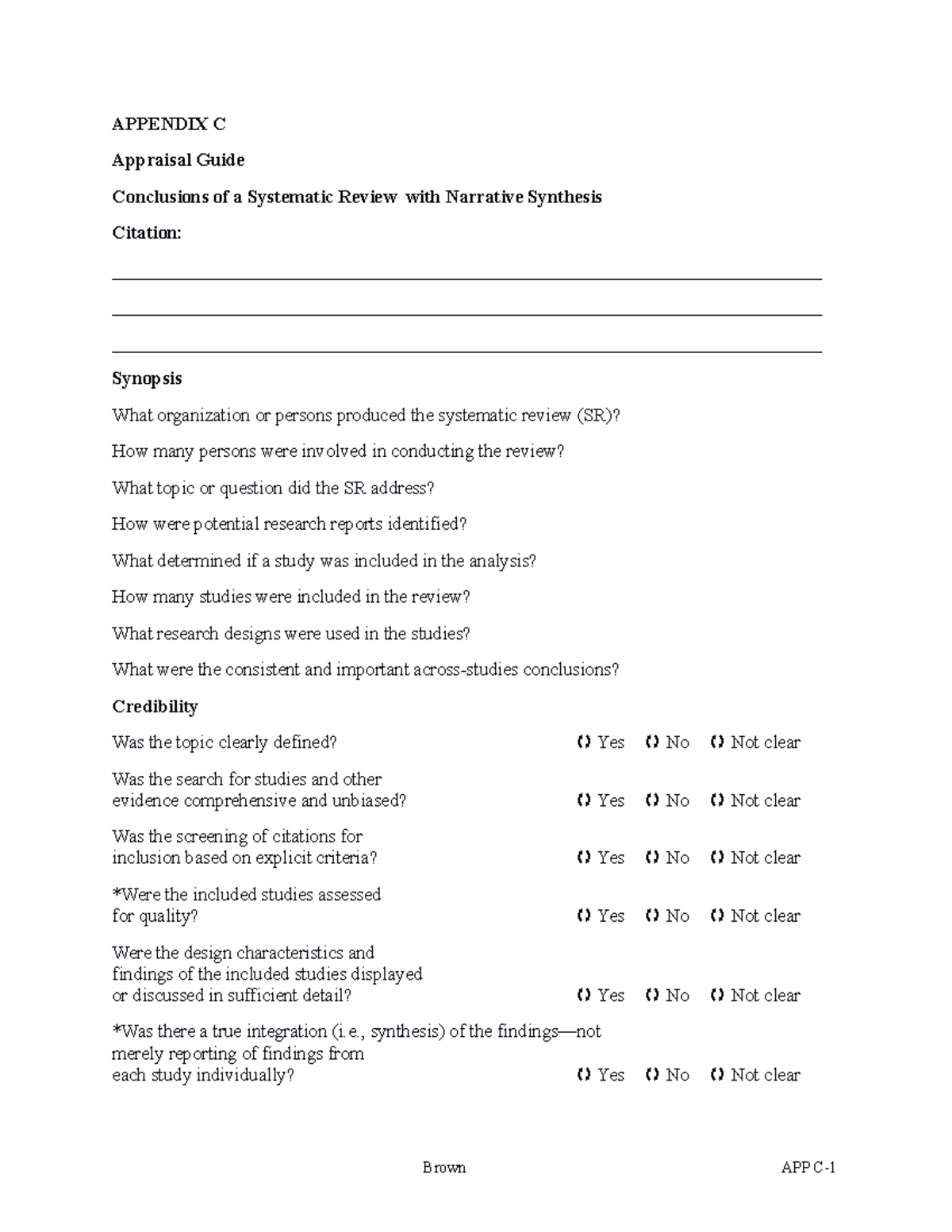 Systematic+Review-1 - Systemic Review Template - APPENDIX C Appraisal ...