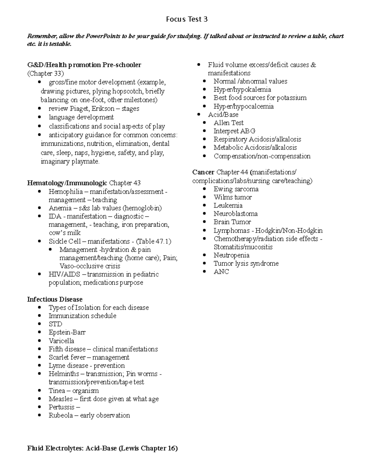 Test 3 focus - STUDY THIS! - Focus Test 3 Remember, allow the ...
