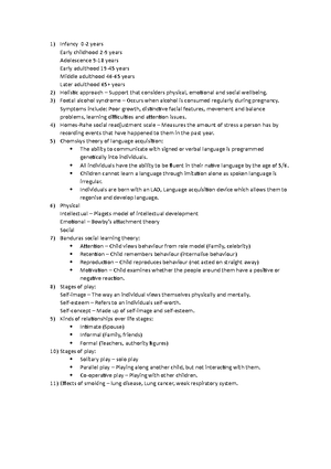 Unit 1 Revision Guide 1 - HEALTH AND SOCIAL CARE UNIT 1: HUMAN LIFESPAN DEVELOPMENT EXAM UNIT ...