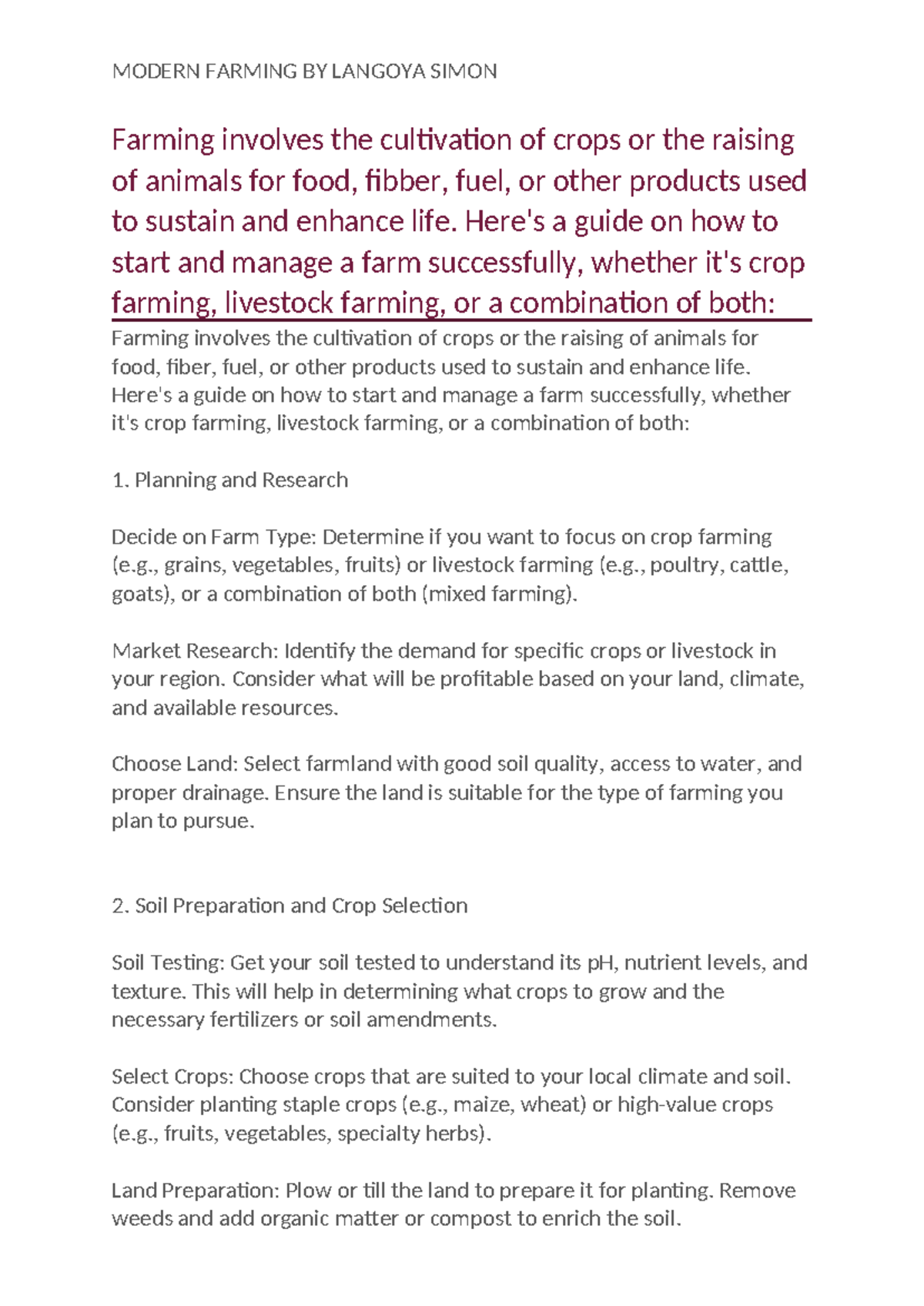 Modern Farming by Langoya Simon - MODERN FARMING BY LANGOYA SIMON ...