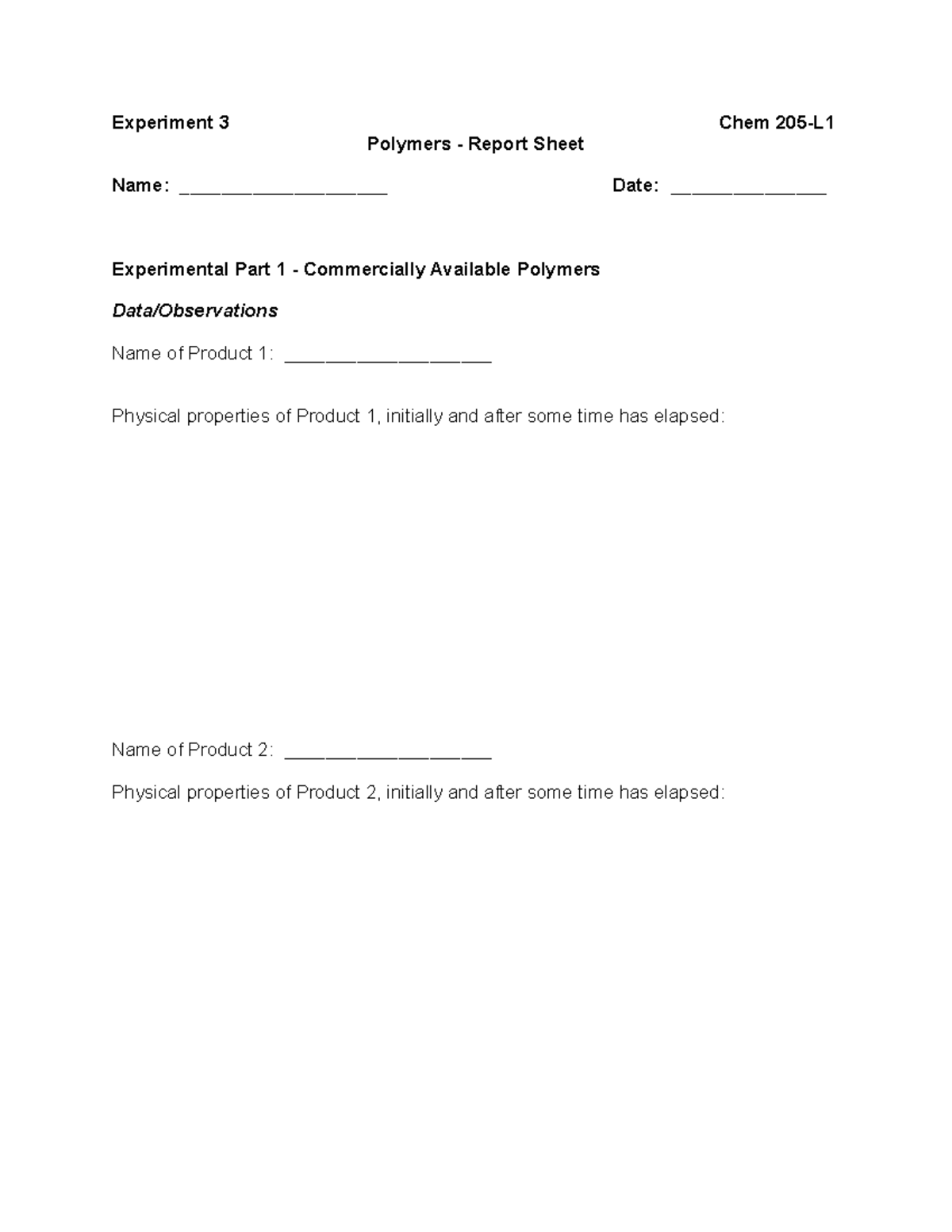 Polymers Lab - chem 101 - Cap U - Studocu