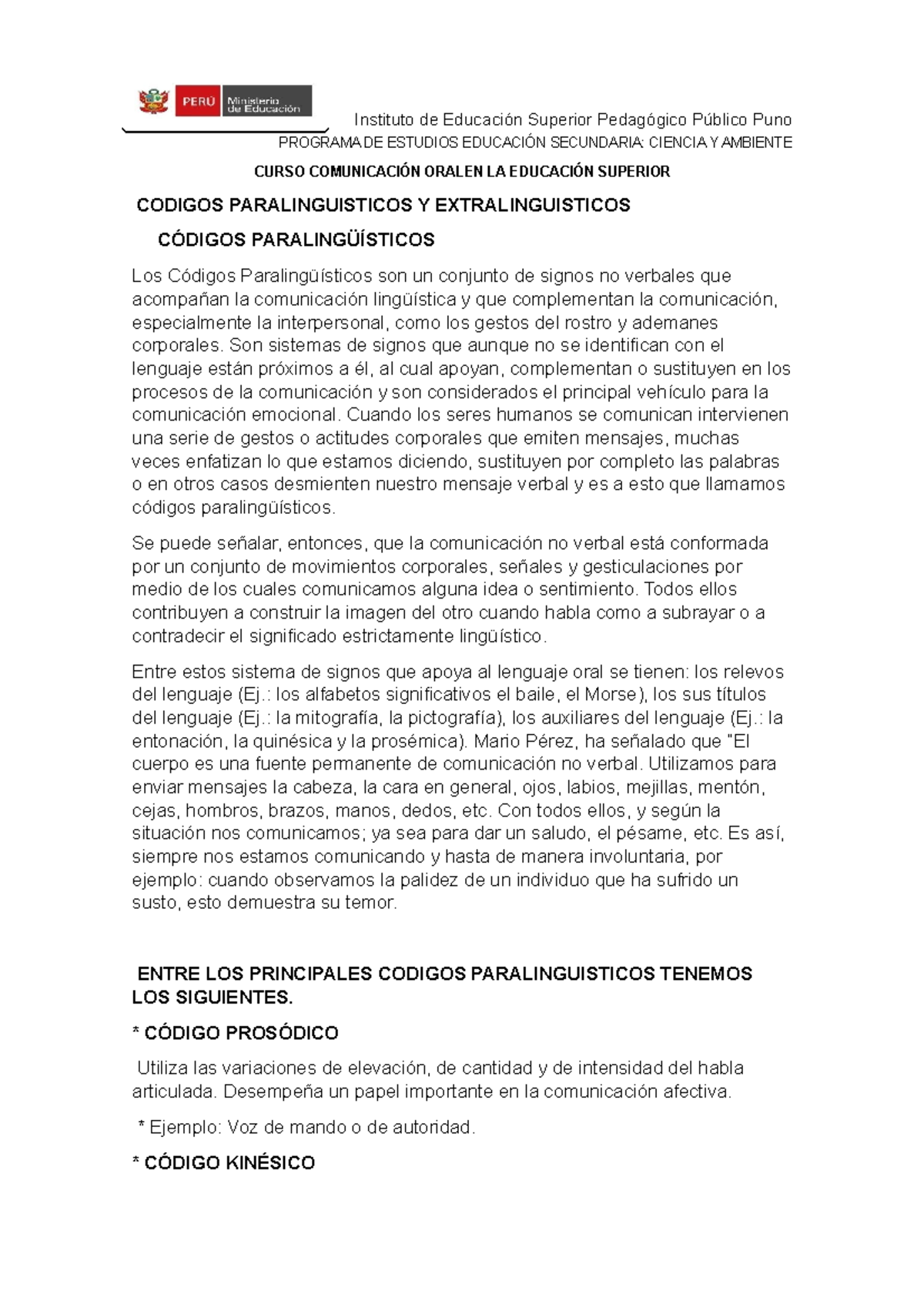 Codigo Paralinguístico Y Extralinguístico - Instituto de Educación ...