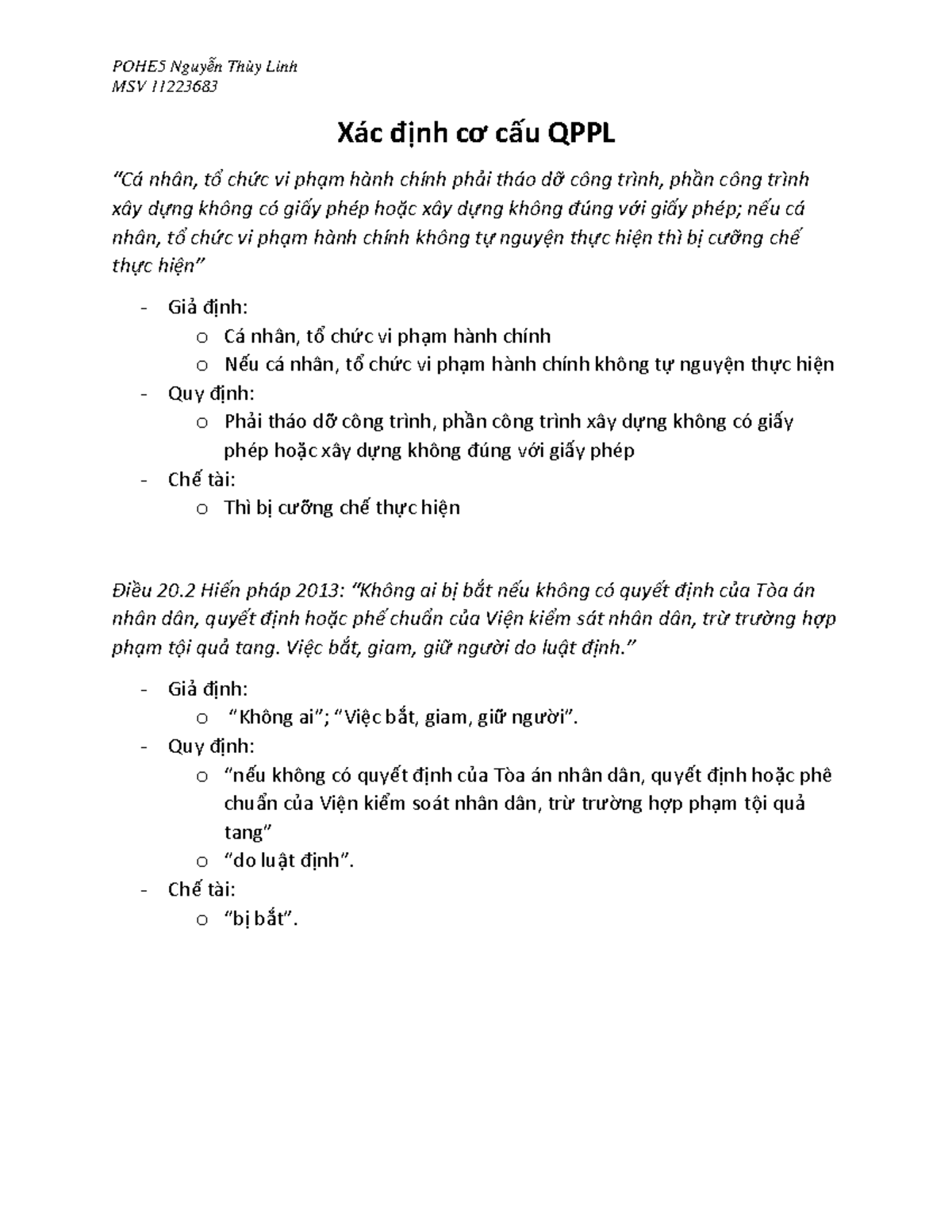 Xác định cơ cấu QPPL - Xác định cơ cấu QPPL - POHE5 Nguyễn Thùy Linh MSV 11223683 Xác định cơ ...