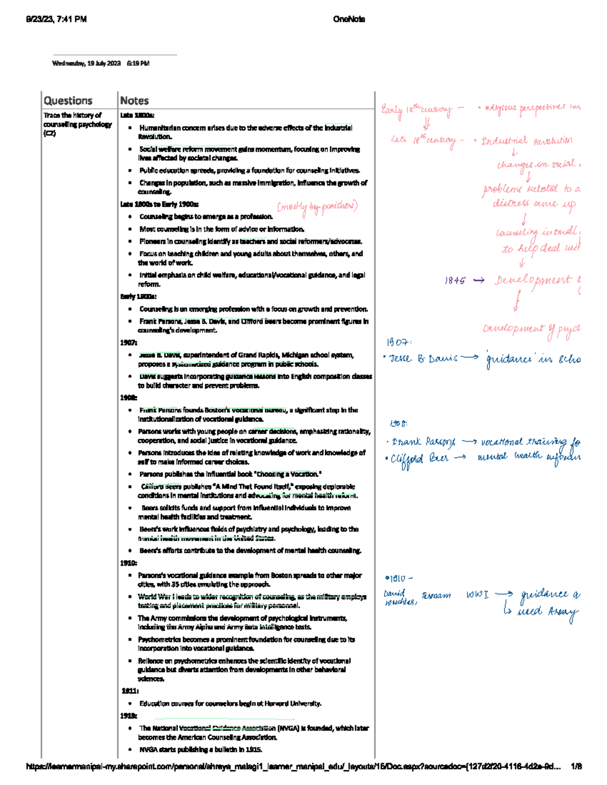 History notes - Counselling Psychology - Studocu