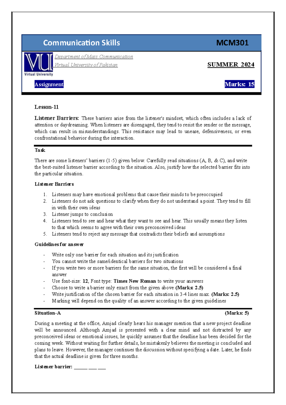 Summer 2024 Mcm301 1 Assignmnt Mcm 0 Journalistic Writingdepartment