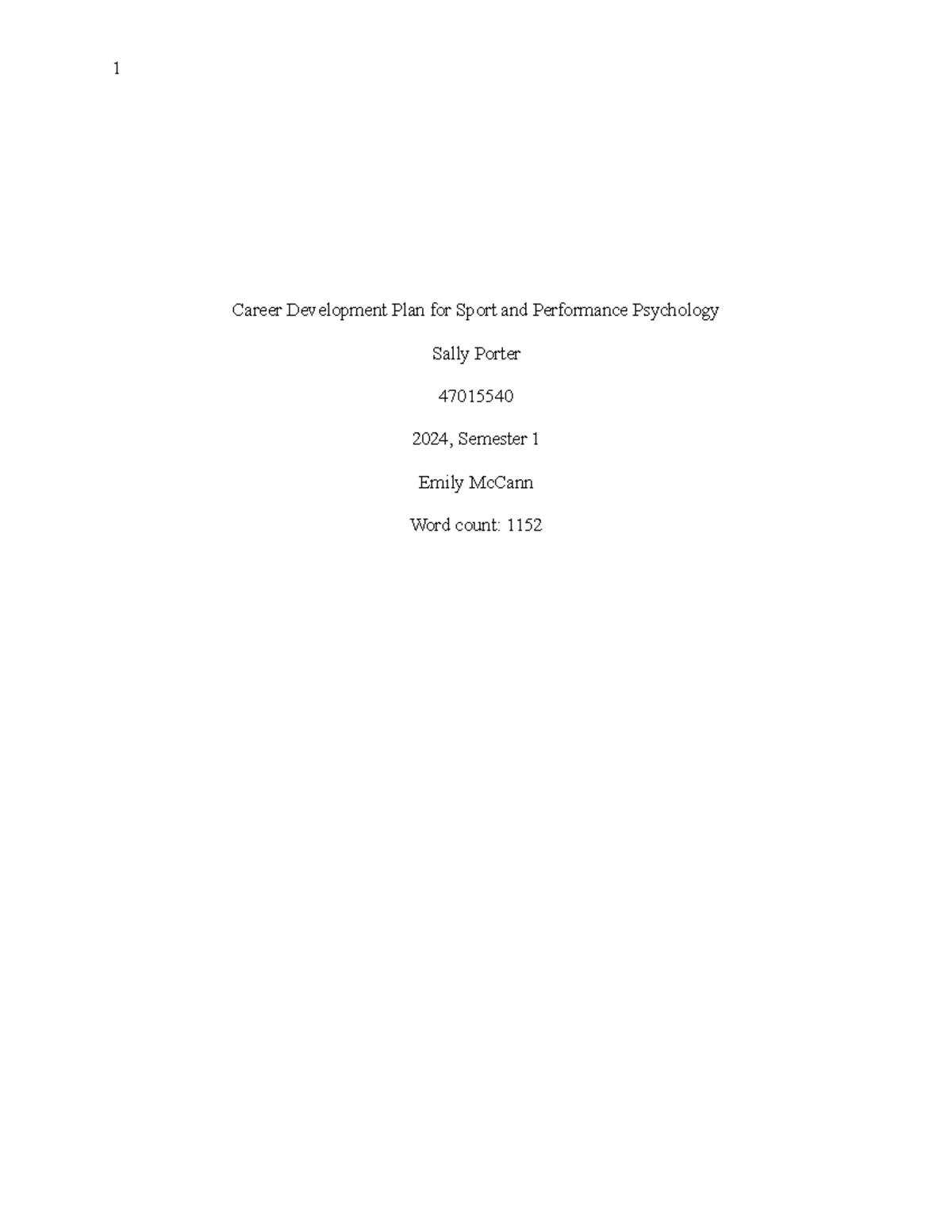 PSYC3034 - CDP - Career Development Plan for Sport and Performance ...