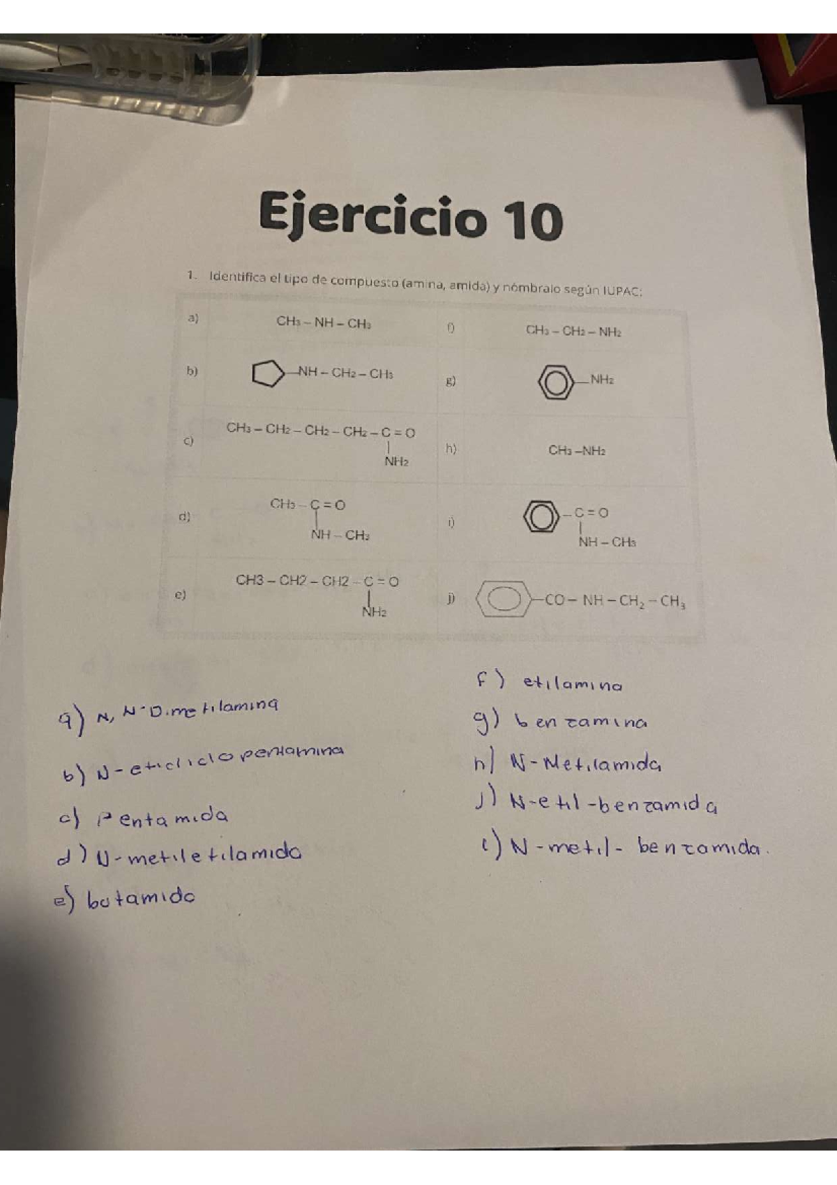 Ejercicio 10 - Ejercío - El carbono y sus compuestos - Ejercicio 10 1. Identifica el tipo de ...
