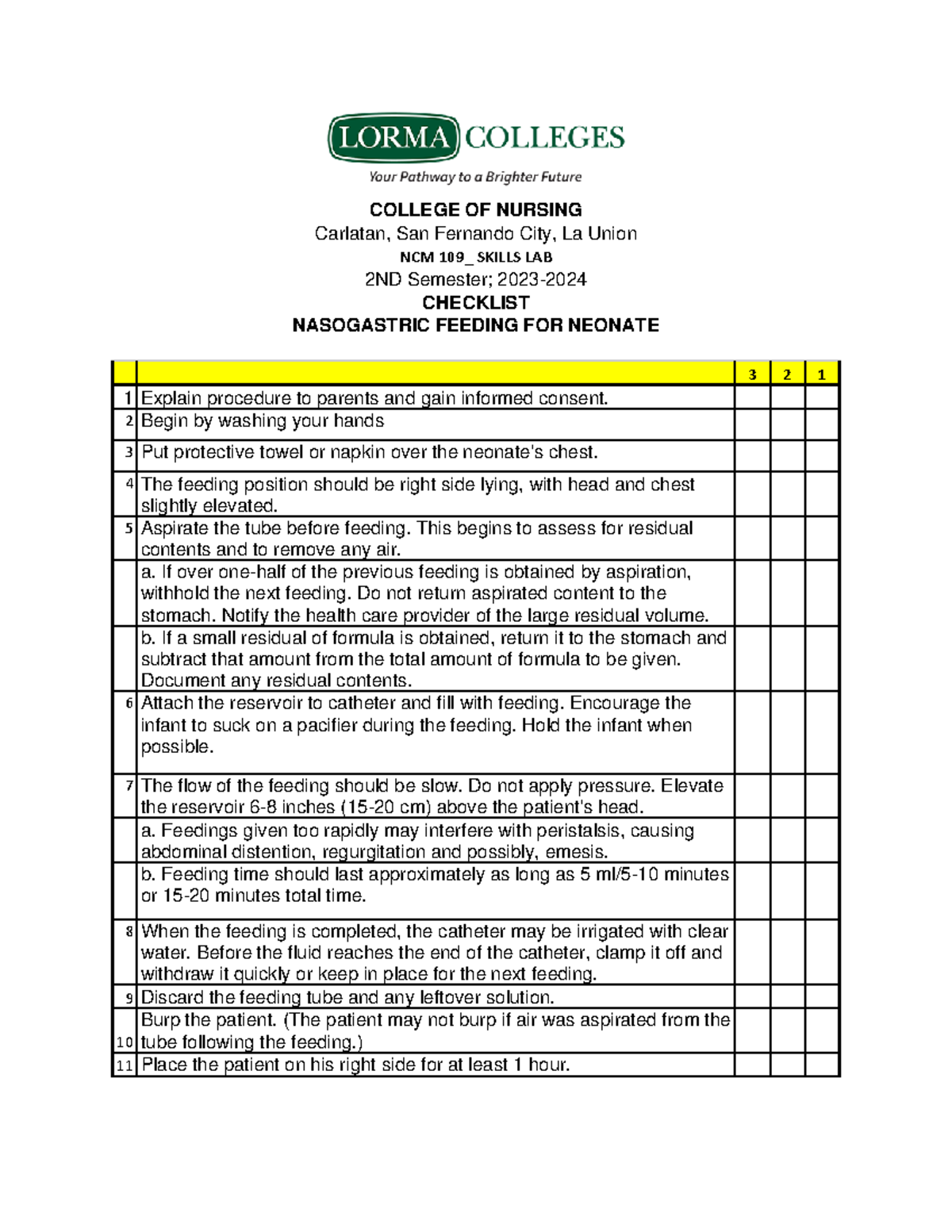 NGT- Feeding- Neonate - COLLEGE OF NURSING Carlatan, San Fernando City ...
