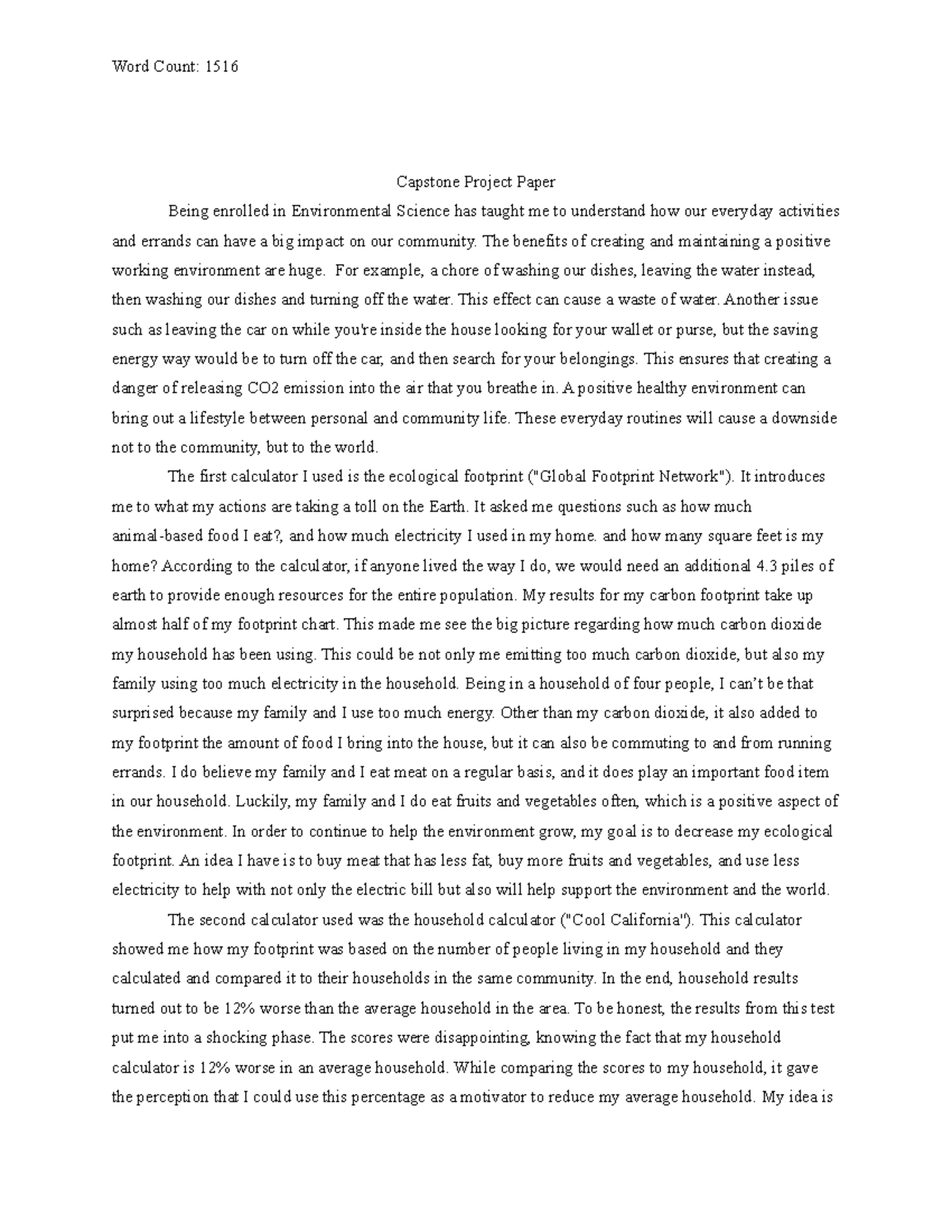 1500 word-ENVS-Capstone Project - Capstone Project Paper Being enrolled ...