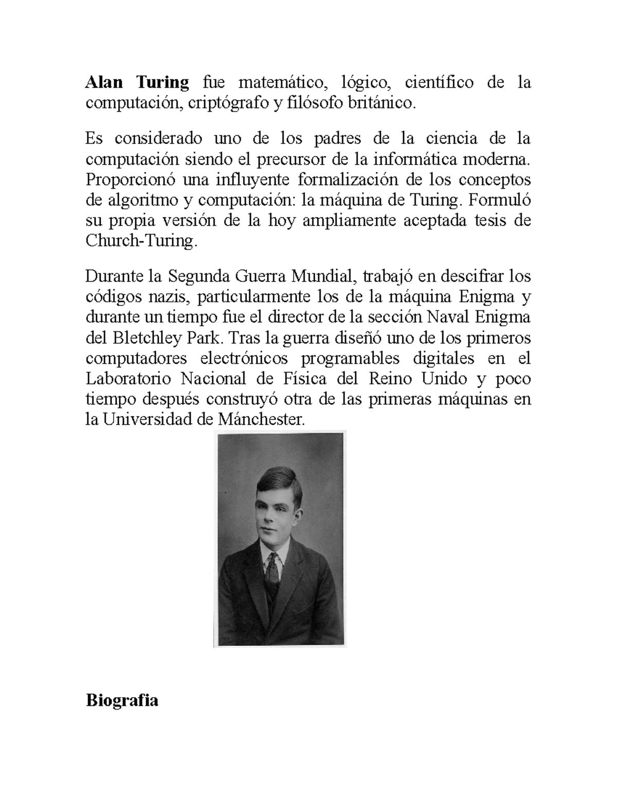 Alan Turing - Padre de la Computación - Alan Turing fue matemático ...