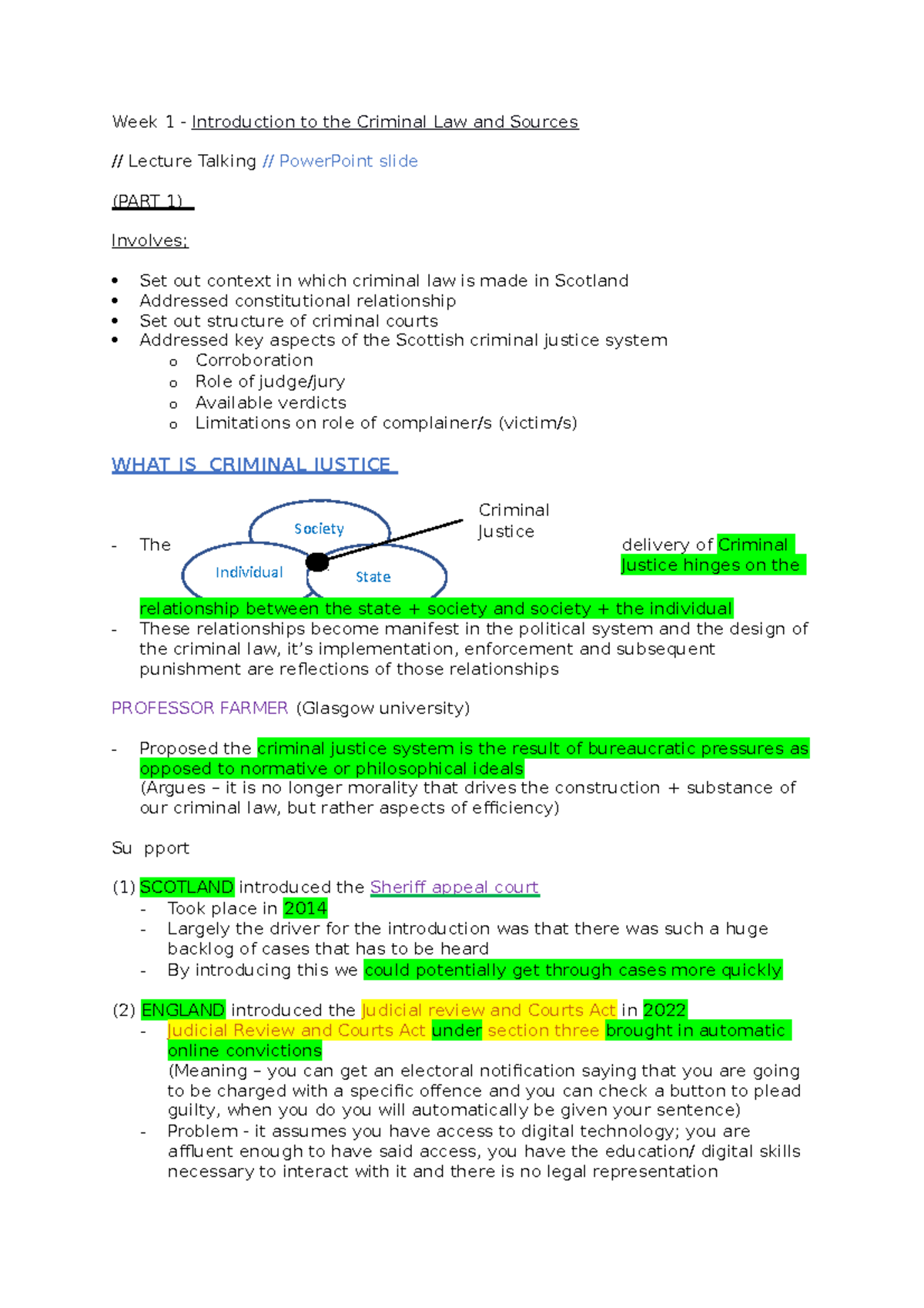 (Week 1) Introduction to the Criminal Law and Sources - Week 1 ...