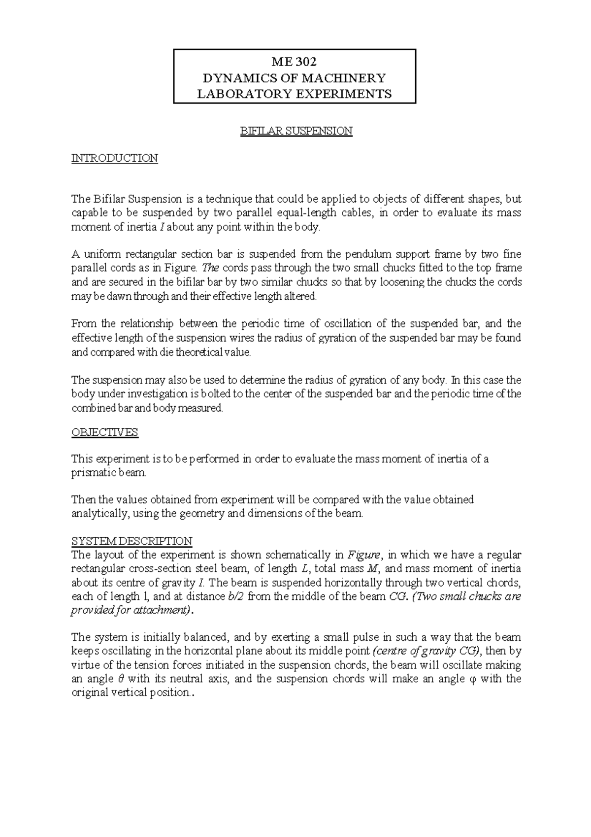 Bifilar-suspension - Bifilar suspension experiment - BIFILAR SUSPENSION ...