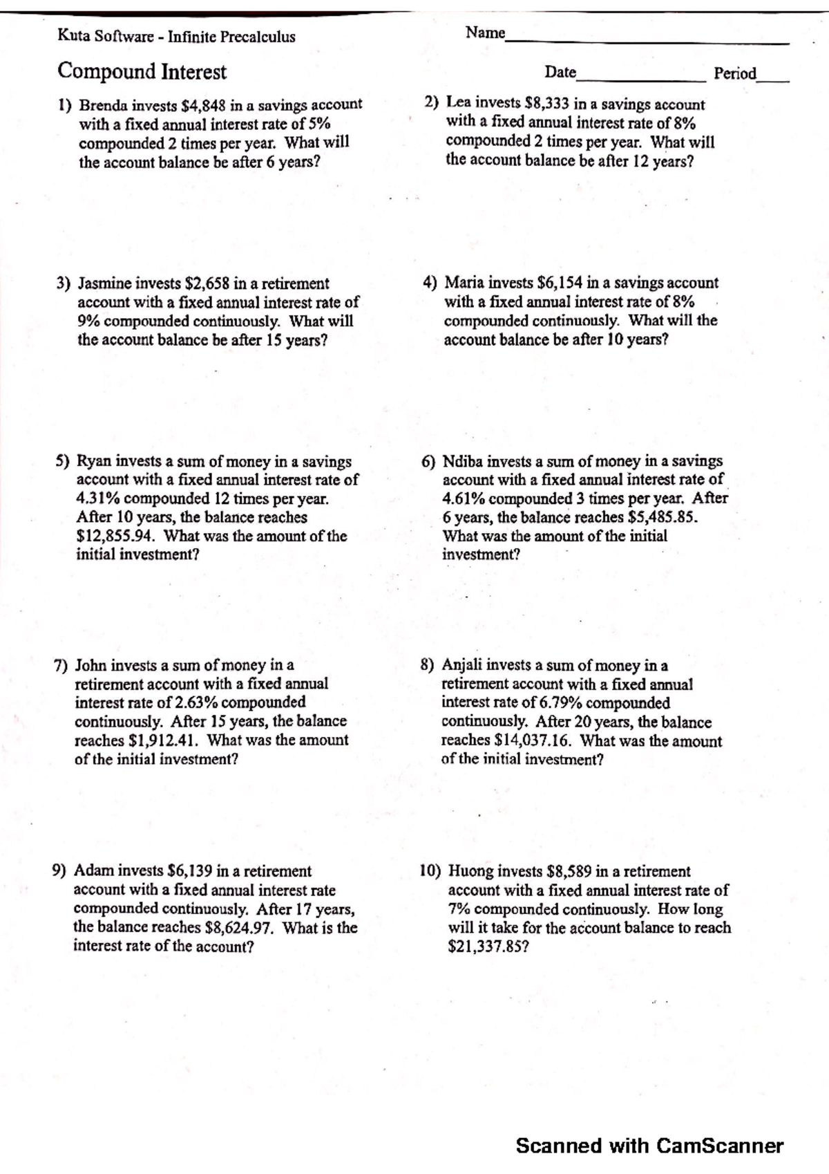 9.9 WS - Compound Interest Day 2 - Scanned with CamScanner - Studocu