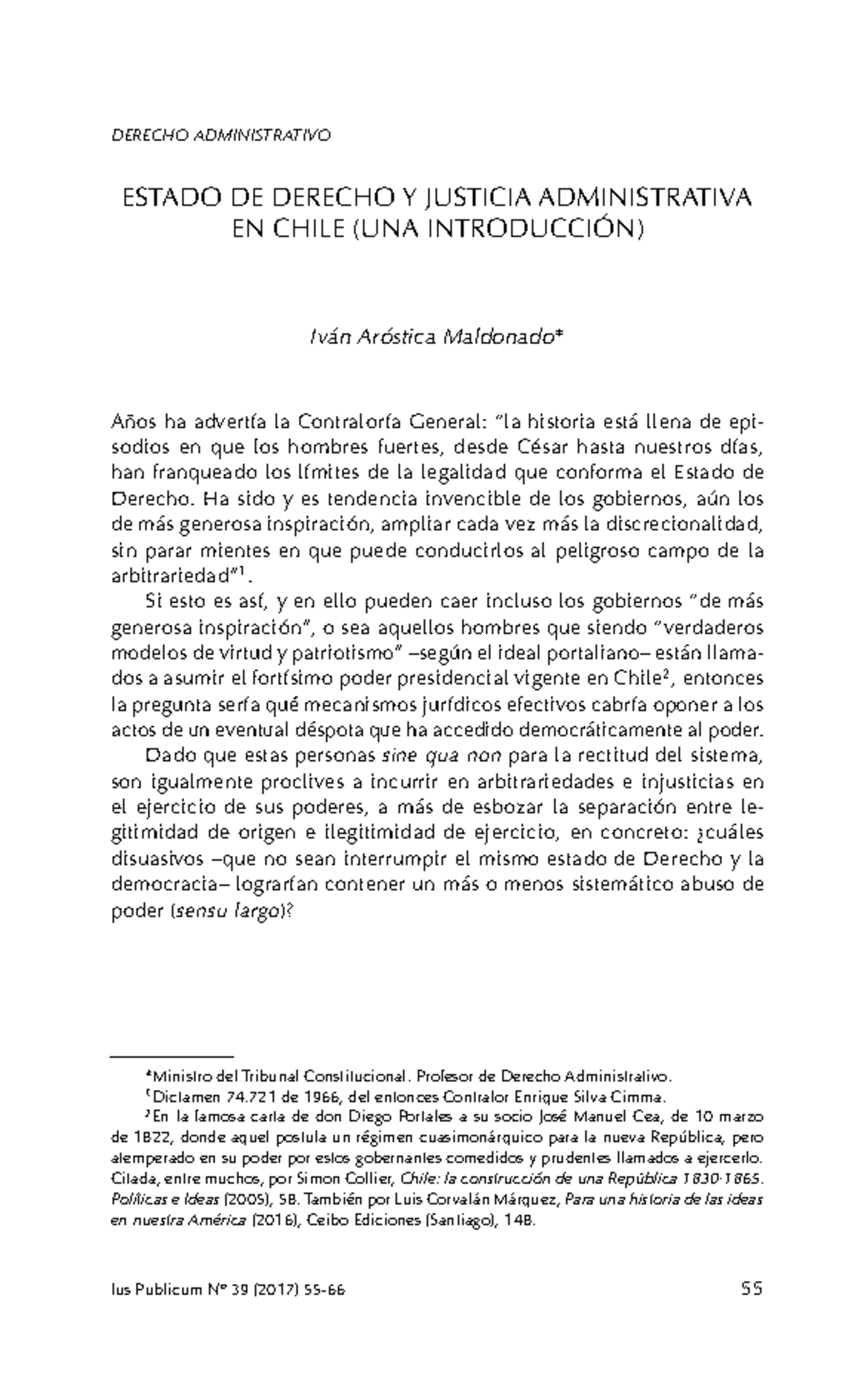 Iván Aróstica Estado de Derecho y Justicia Administrativa - 55 DERECHO ...