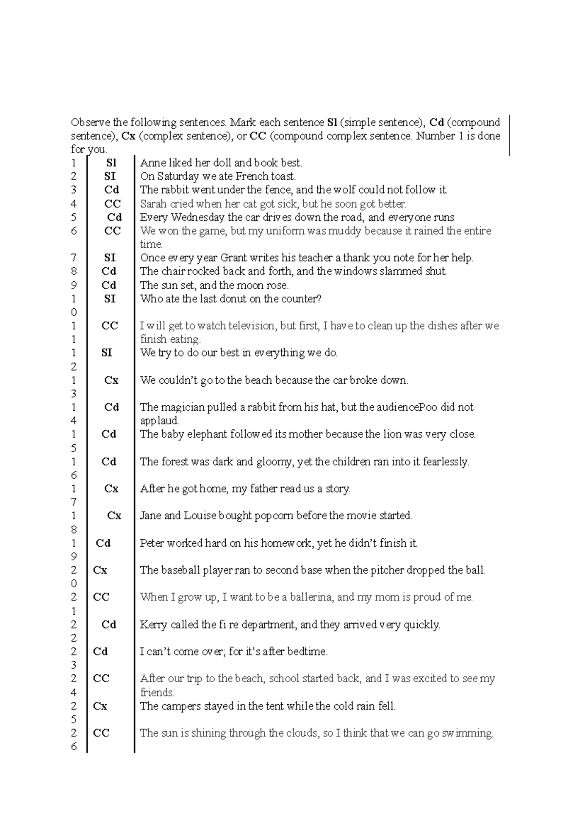 Quiz 5 Type of Sentence (Catgory) 2 - Observe the following sentences ...