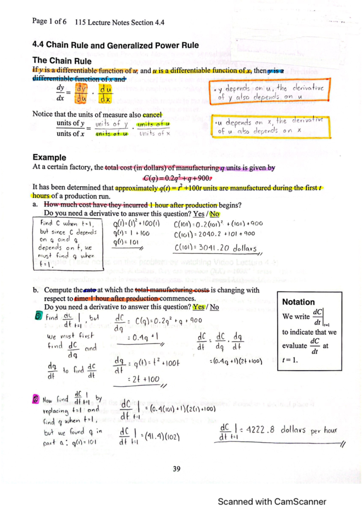 MATH 115 Section 4.4 Chain Rule and Generalized Power Rule - Page 1 of ...