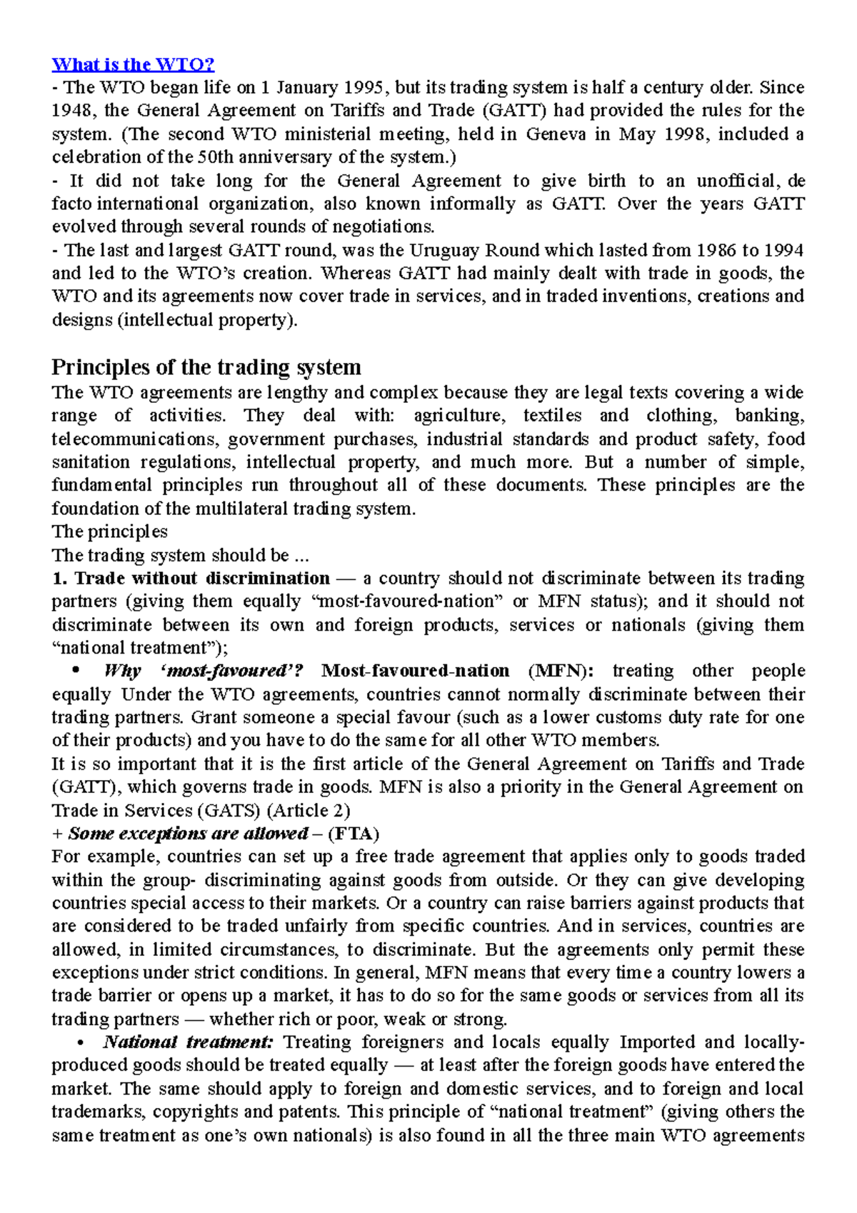 Principle of WTO - What is the WTO? The WTO began life on 1 January ...