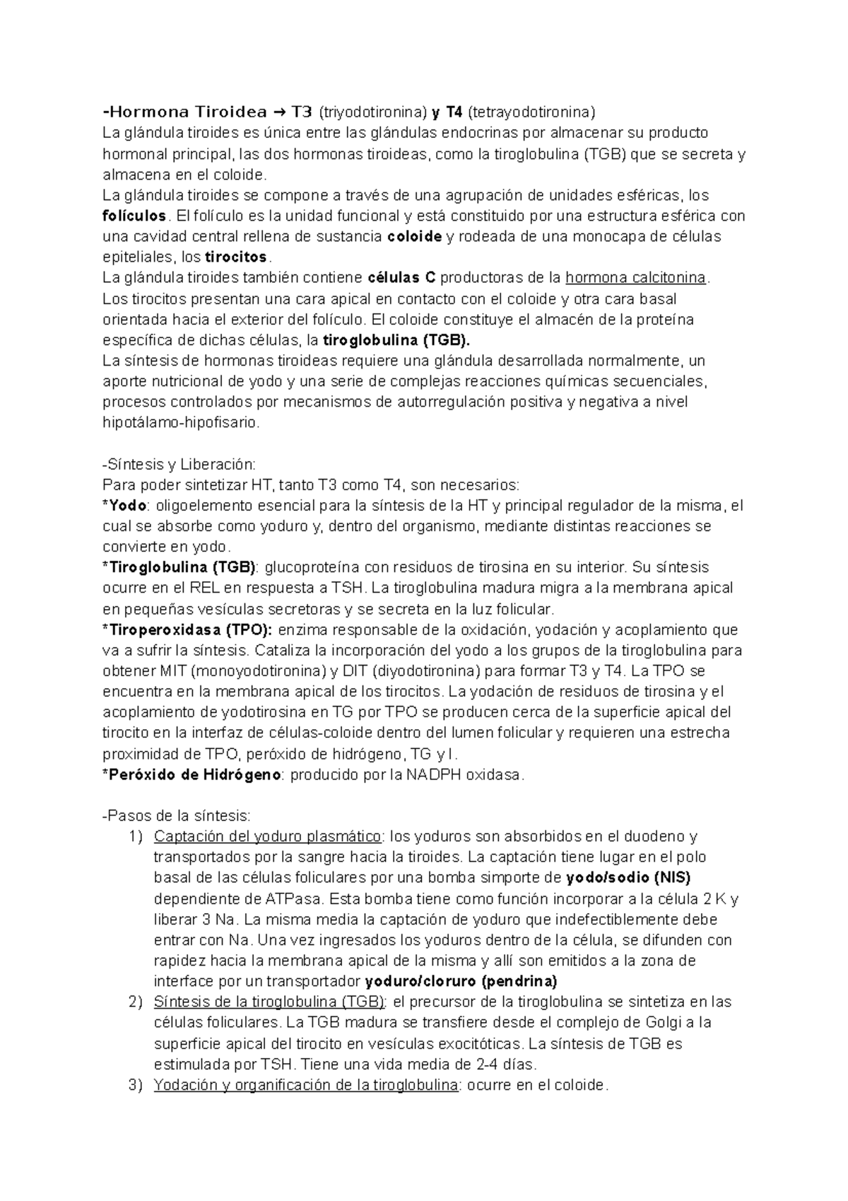 -Hormona Tiroidea → T3 (triyodotironina) y T4 (tetrayodotironina) - La ...