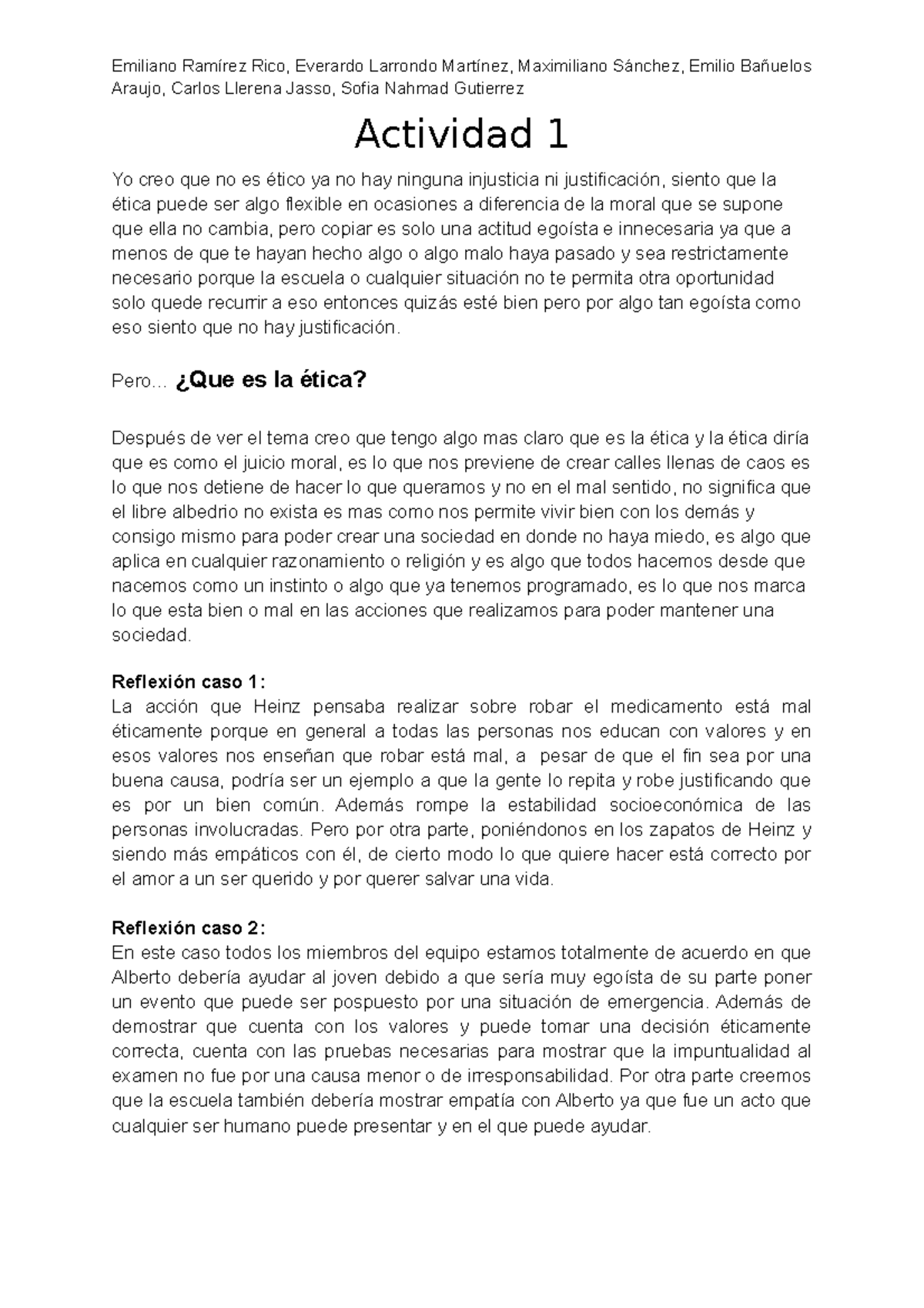 Actividad 1 Dilemas - Emiliano Ramírez Rico, Everardo Larrondo Martínez ...
