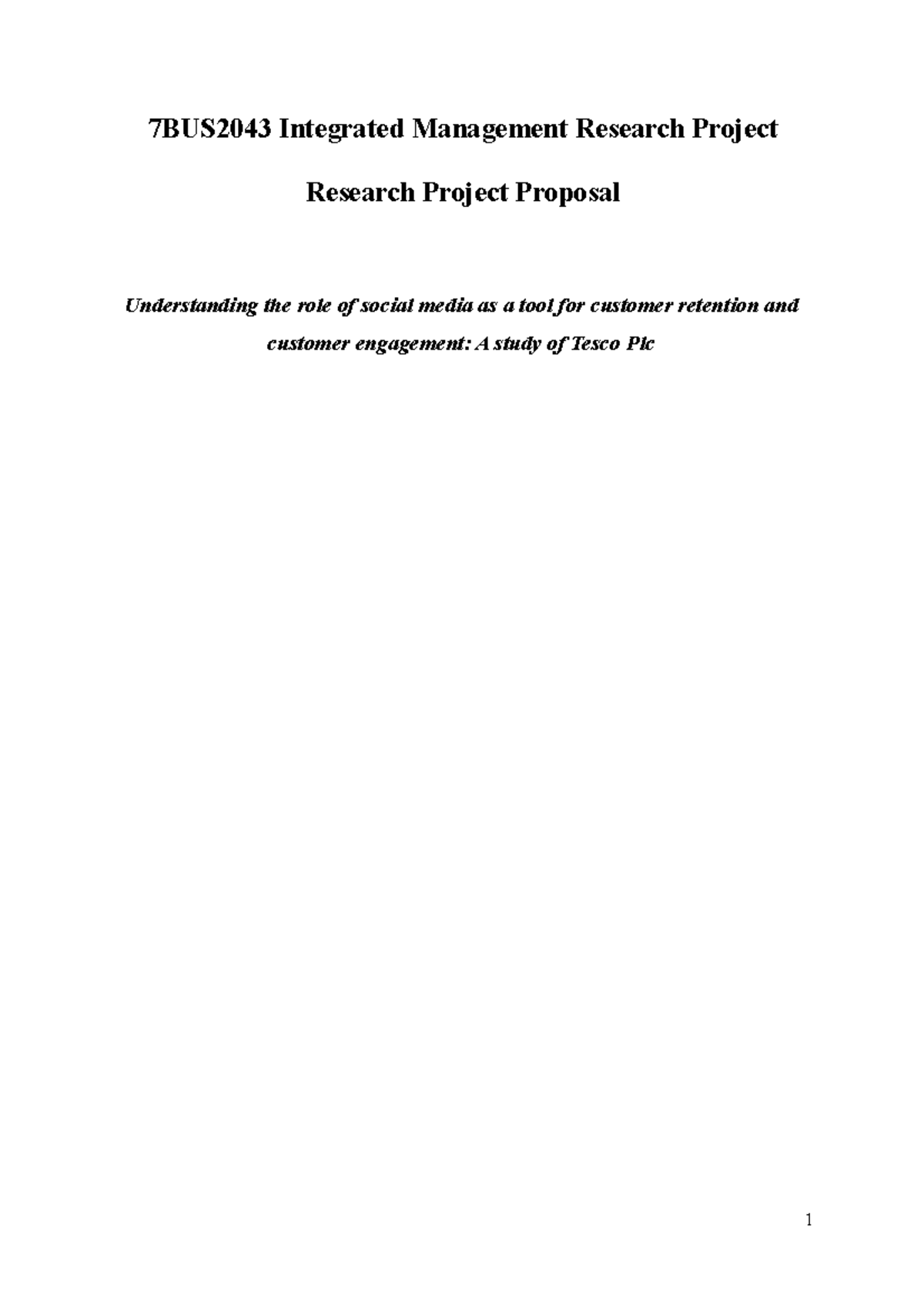 AT NOVProject Proposal Tufayel - 7BUS2043 Integrated Management ...