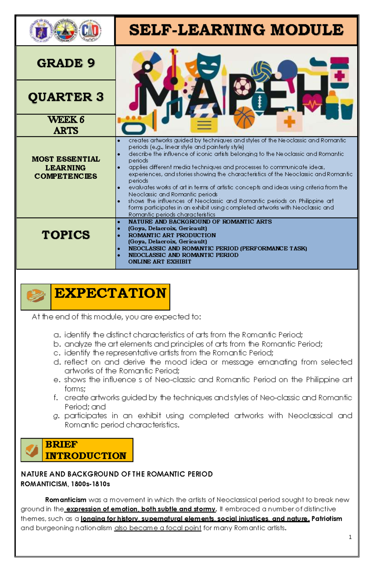 Mapeh 9 Q3 Week 6 - Physical Education - At the end of this module, you ...