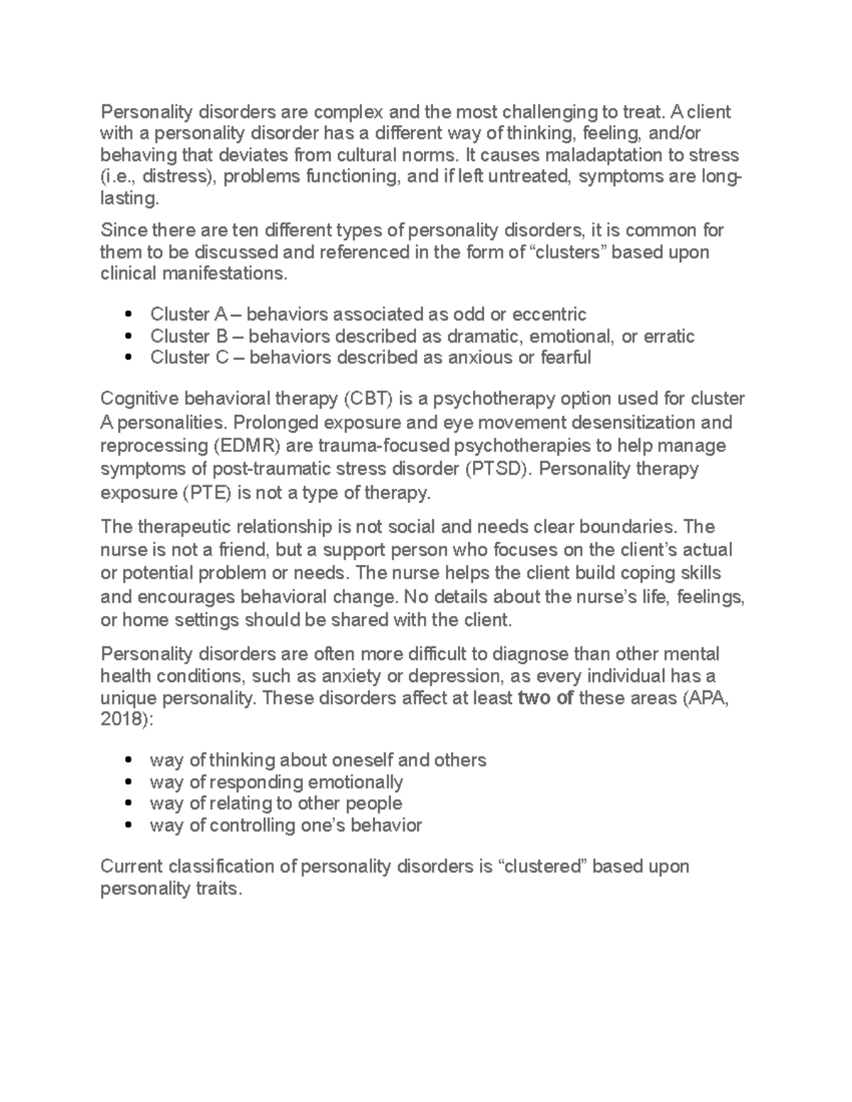 Cluster A Personality Disorders - Personality disorders are complex and ...