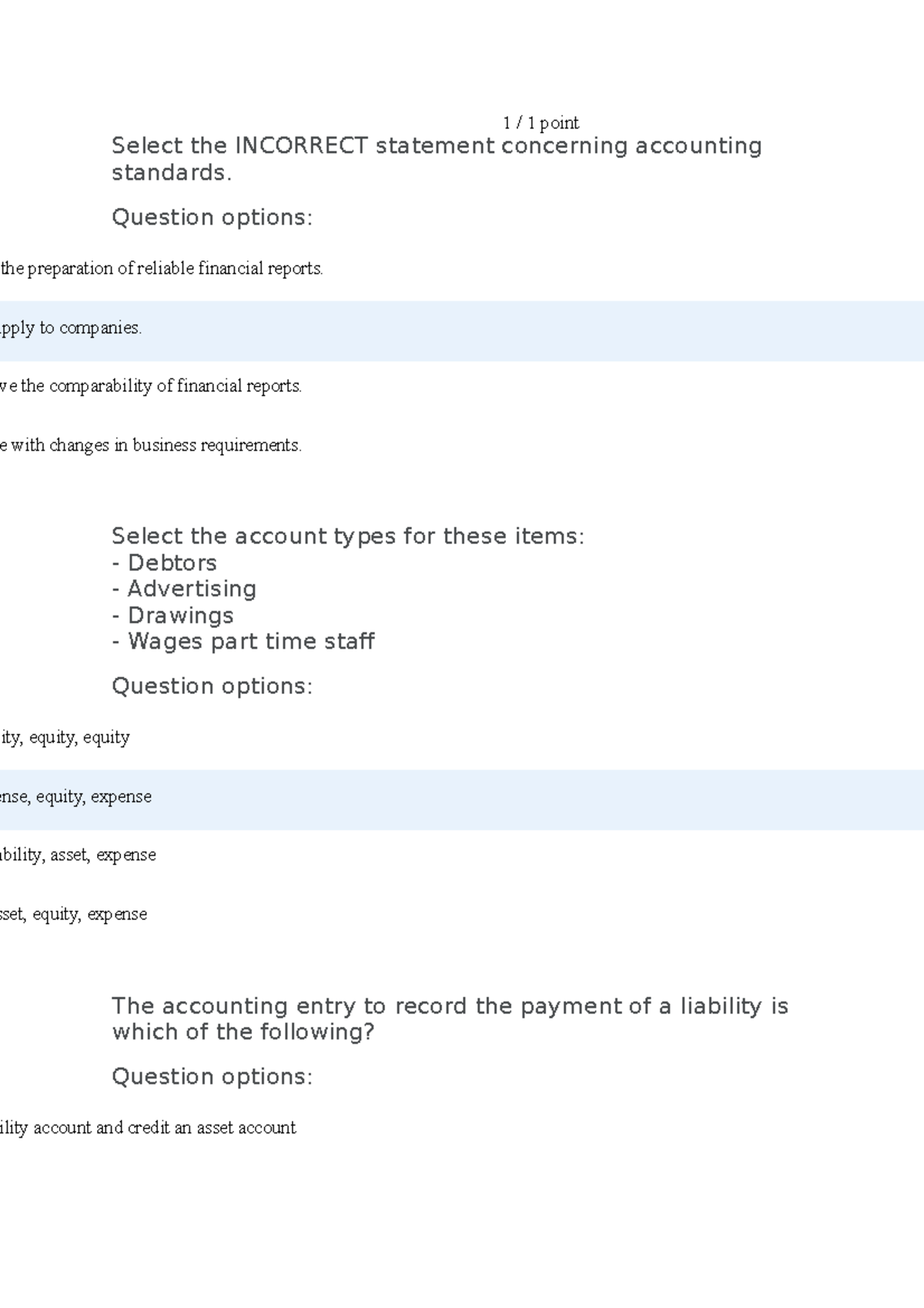 Accounting Multiple Choice - Select the INCORRECT statement concerning ...