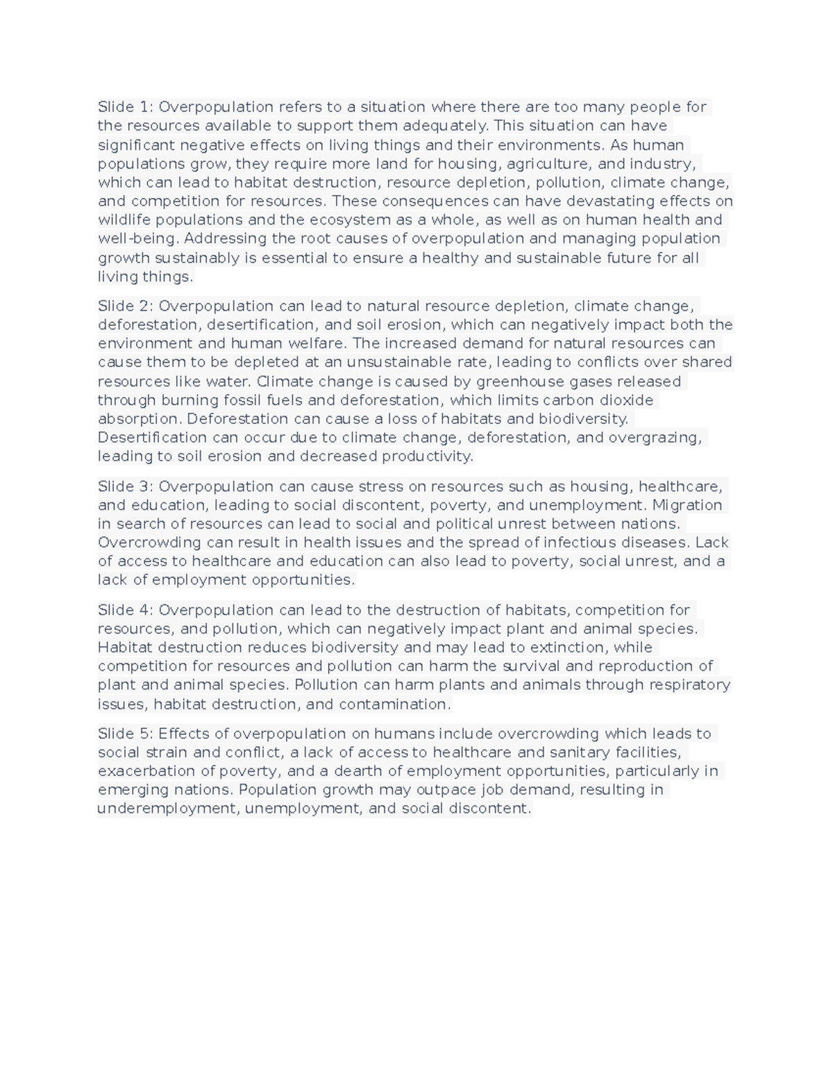 Envi eng - Environmental Science - Slide 1: Overpopulation refers to a ...