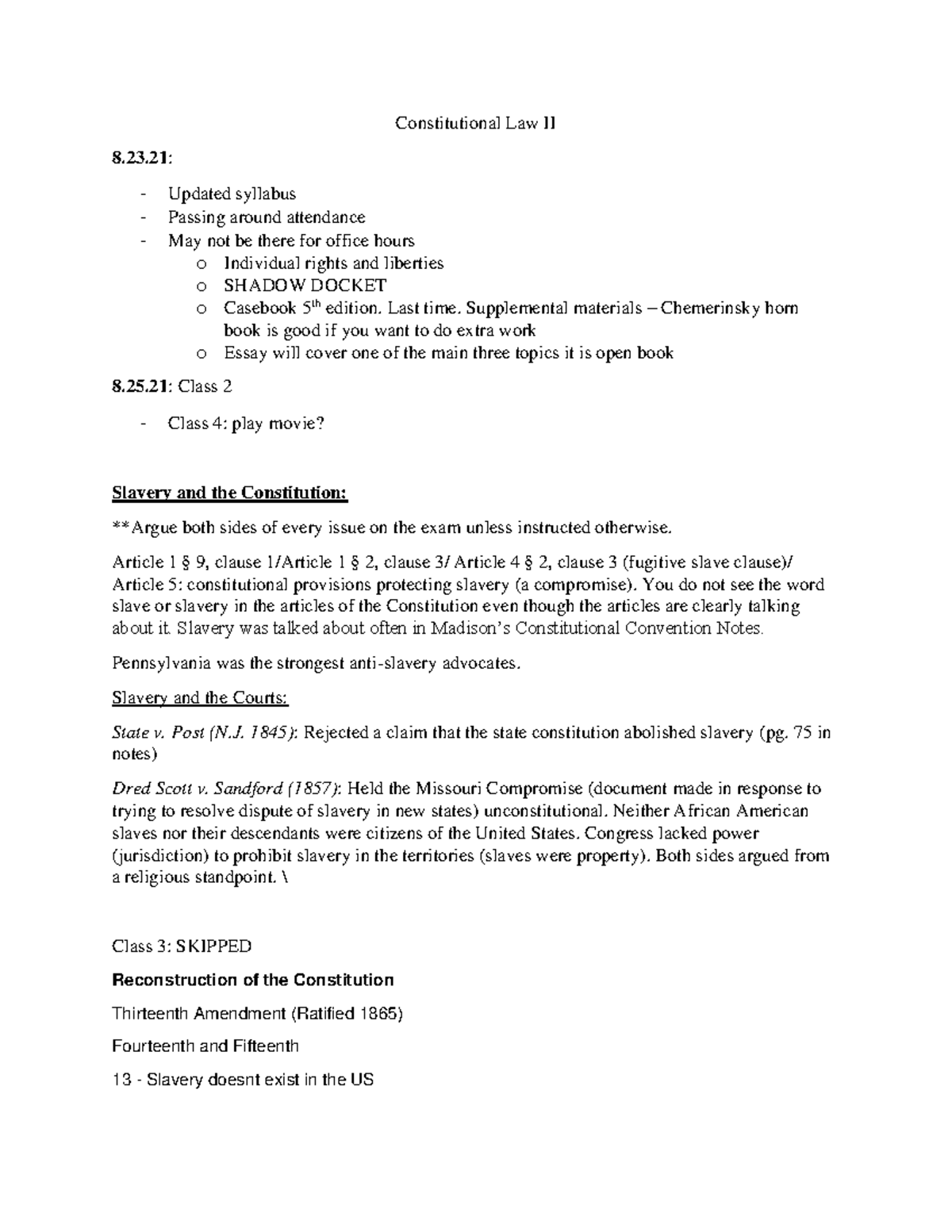 Constitutional Law II Notes - Constitutional Law II 8.23 : Updated ...
