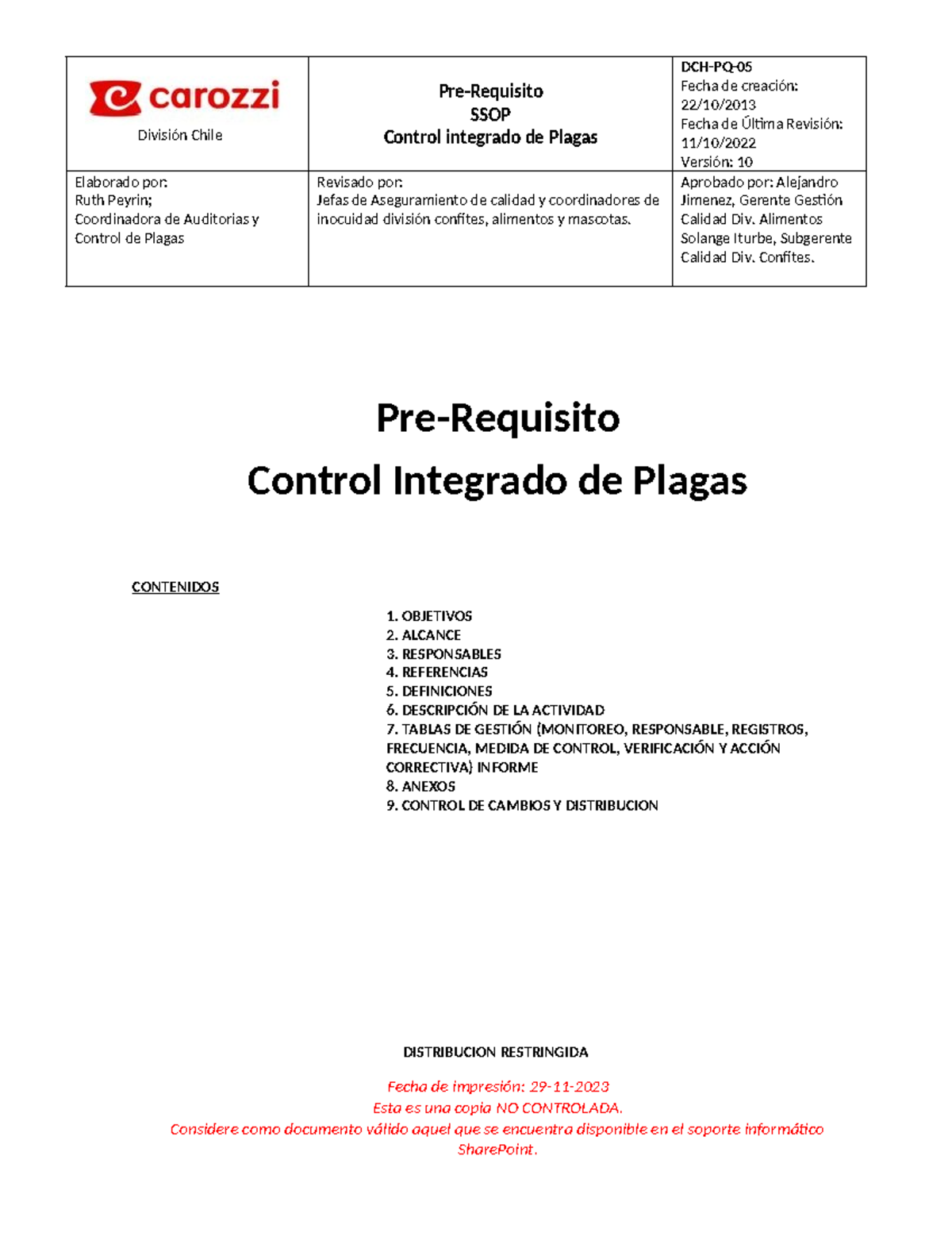 DCH-PQ-05 Control Integrado de Plagas Nos 22 - División Chile Pre ...