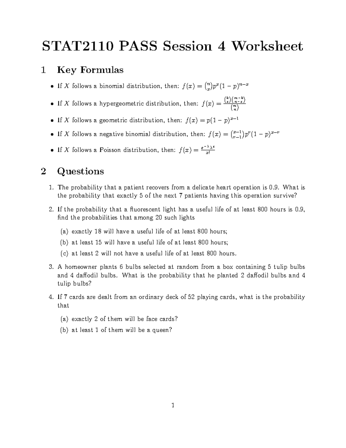 STAT2110 PASS Session 4 Worksheet-1 - STAT2110 PASS Session 4 Worksheet ...