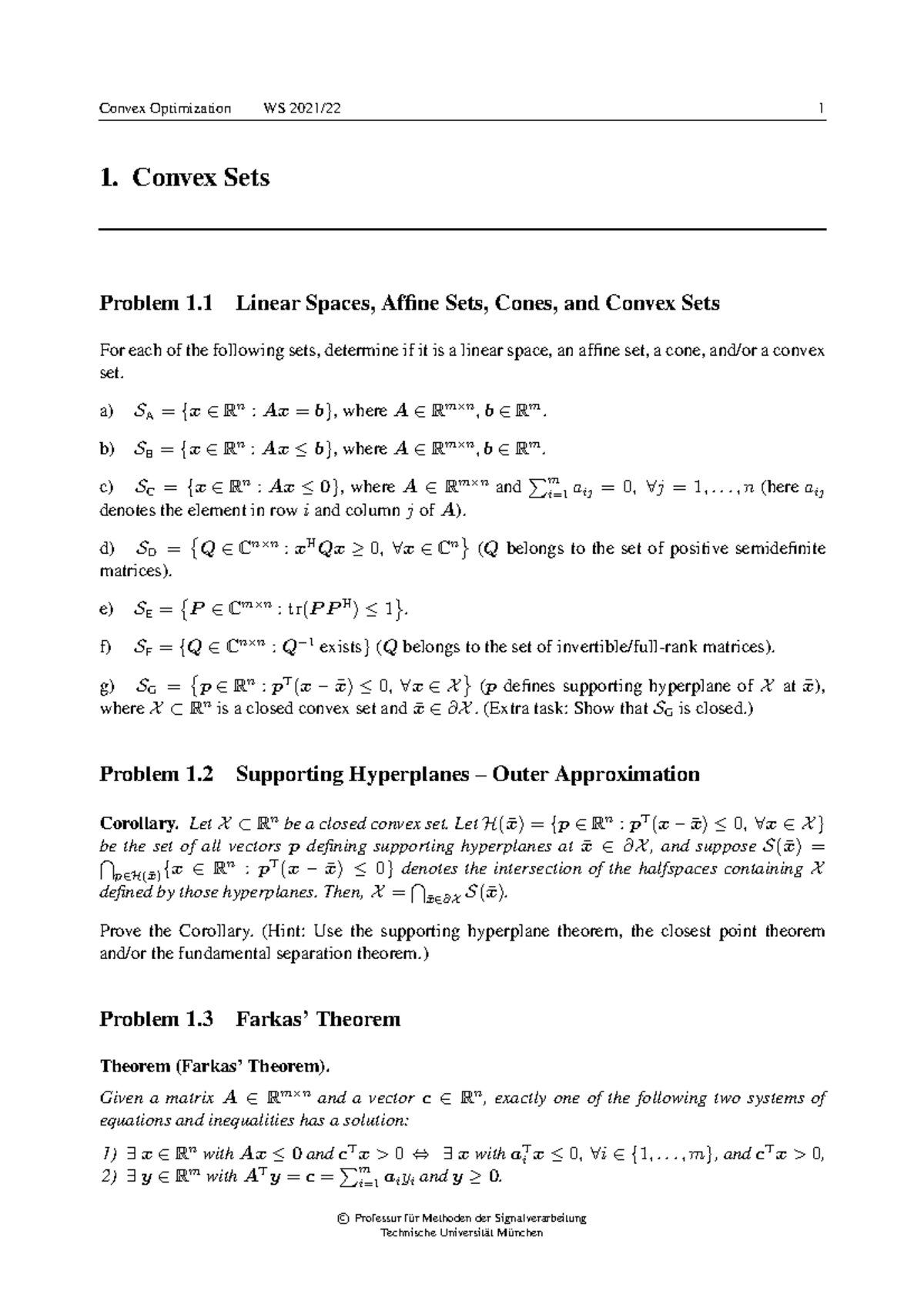 Problem 1 Central Practice - Convex Optimization WS 2021/22 1 1. Convex ...