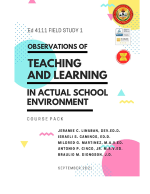 FS2-Learning Episode-4 - FIELD STUDY 2 Learning Episode 4: Preparing the Learning Environment ...