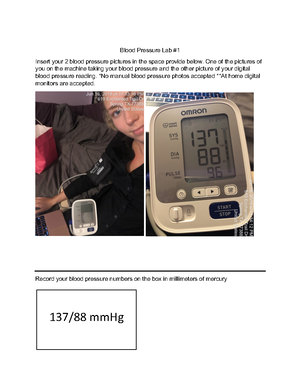 Complete Blood Pressure Lab #2 - PHED 1164 - Blood Pressure Lab # 2 ...