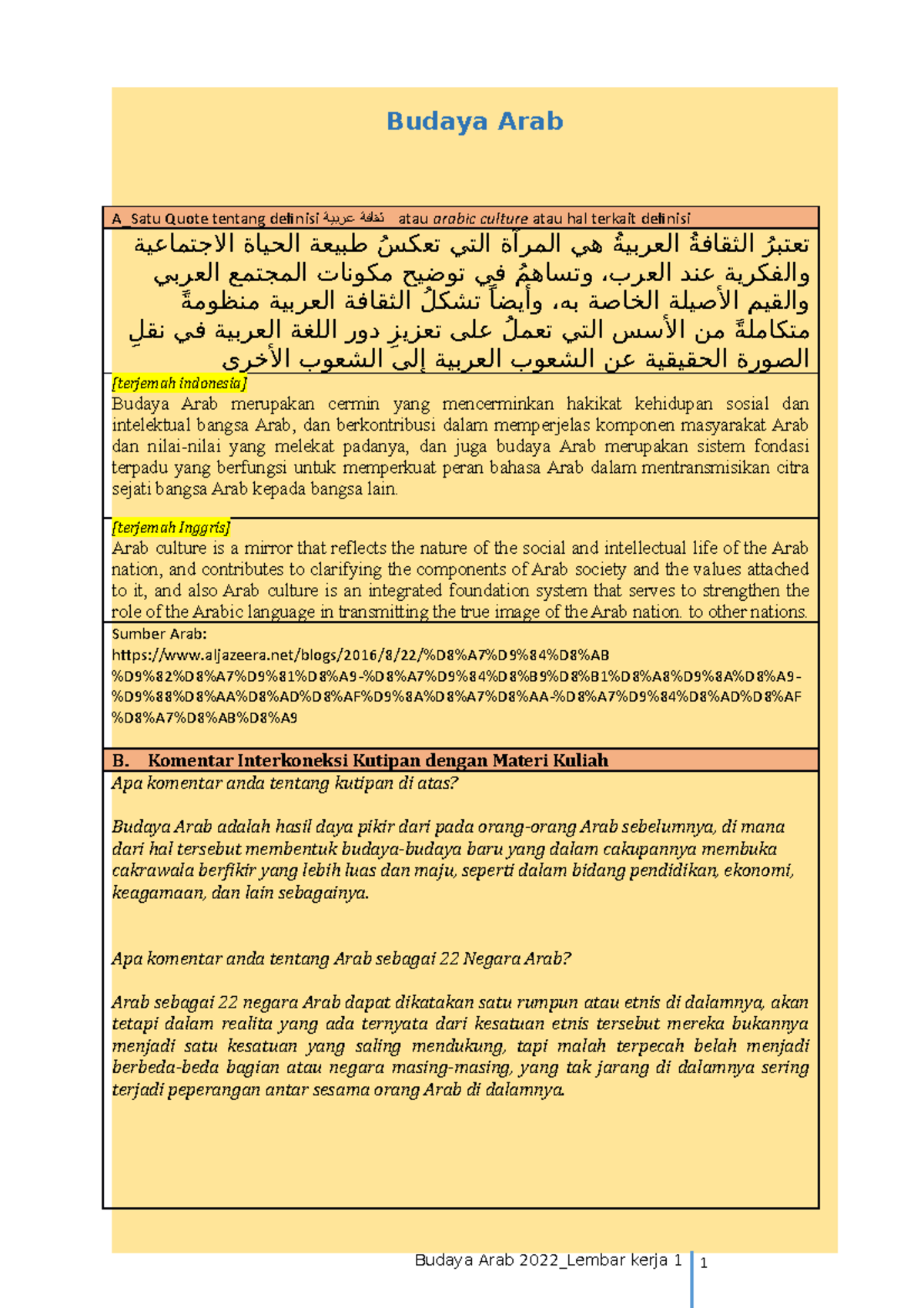 Notes of arabic culture lesson - Budaya Arab A_Satu Quote tentang ...