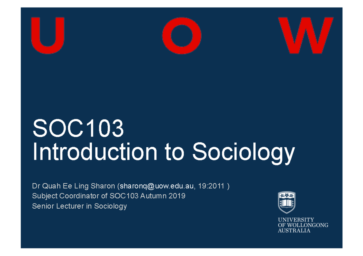 Week 3 - Globalisation - SOC103 Introduction to Sociology Dr Quah Ee ...