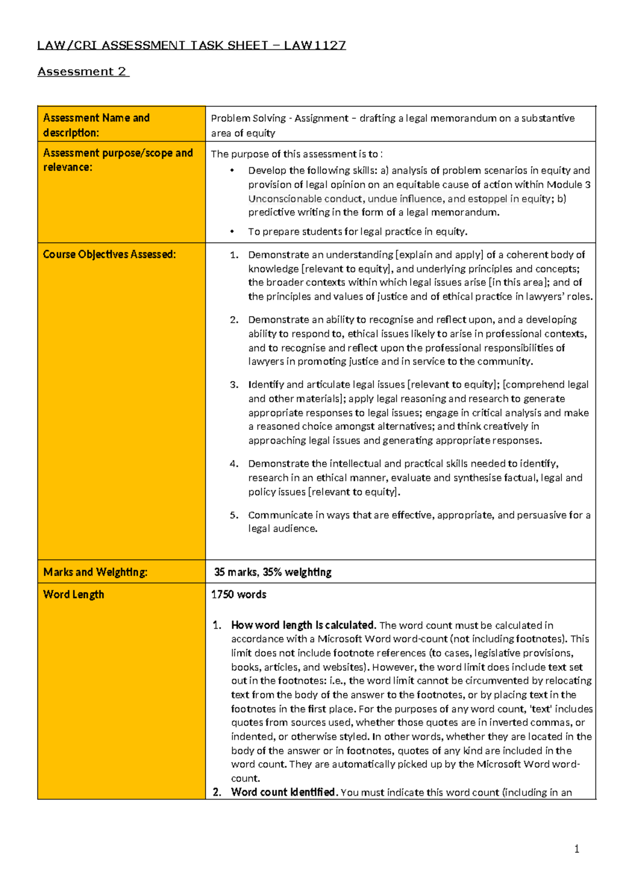 Assessment Task Sheet.Template.School of Law and Justice - T2 2024 ...