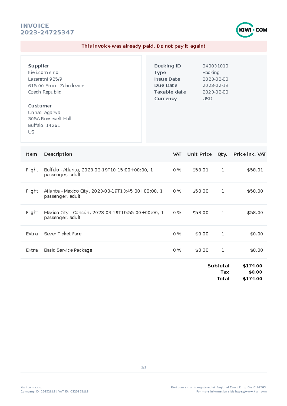 Invoice - notes - INVOICE 2023- This invoice was already paid. Do not ...