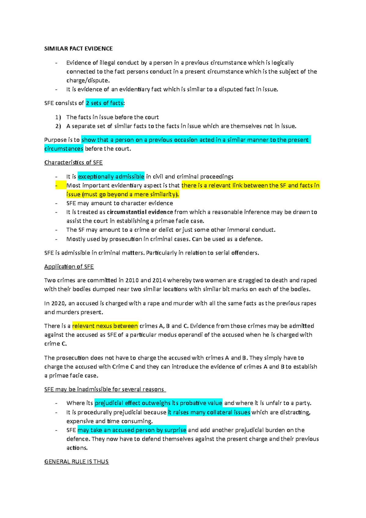 Evidence Notes - Final Exam - Wits University - Studocu