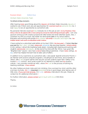 Task 3 - WGU d269 task 3 - A. Revise and edit: *Revisions are red ...