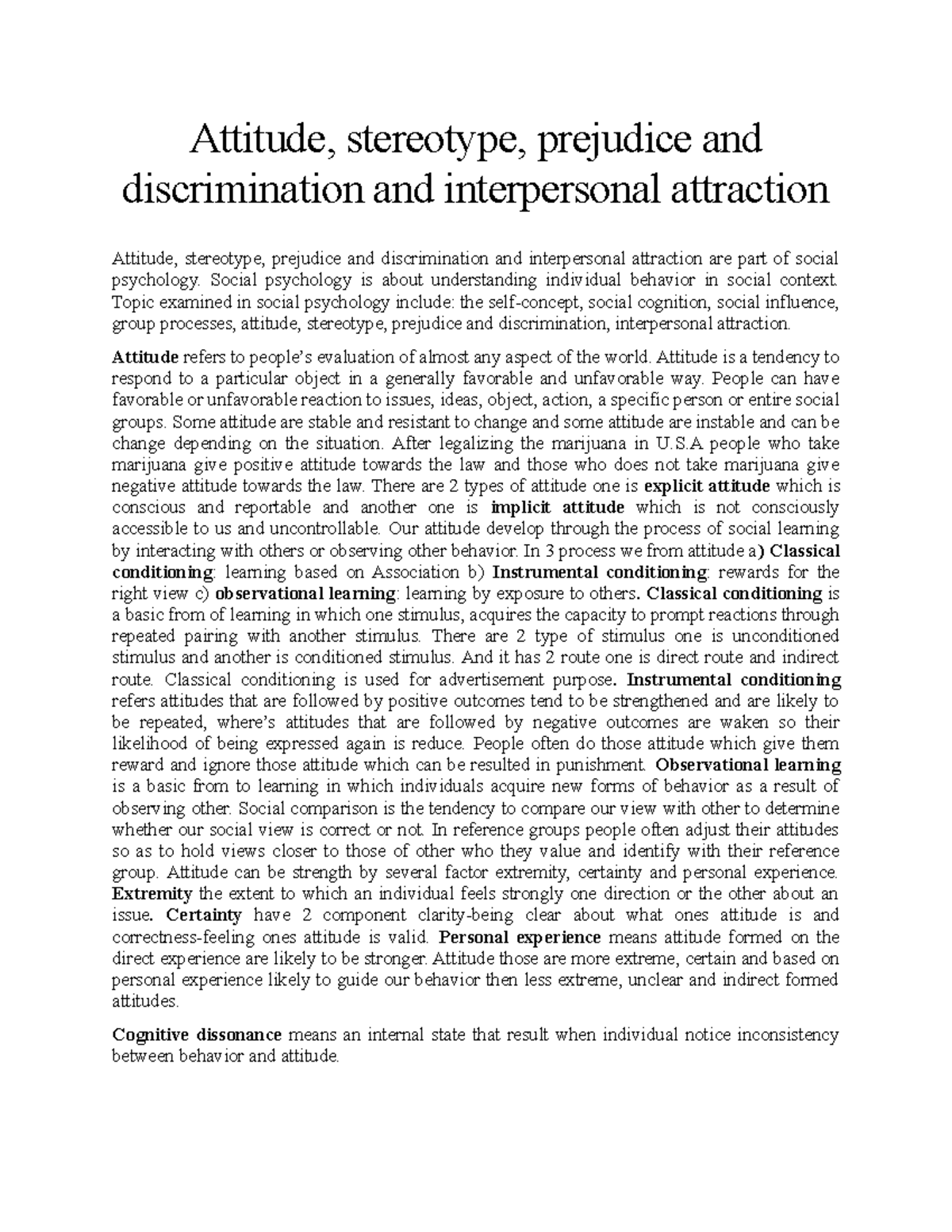 Soc202 - PSYCHOLOGY - Attitude, stereotype, prejudice and ...