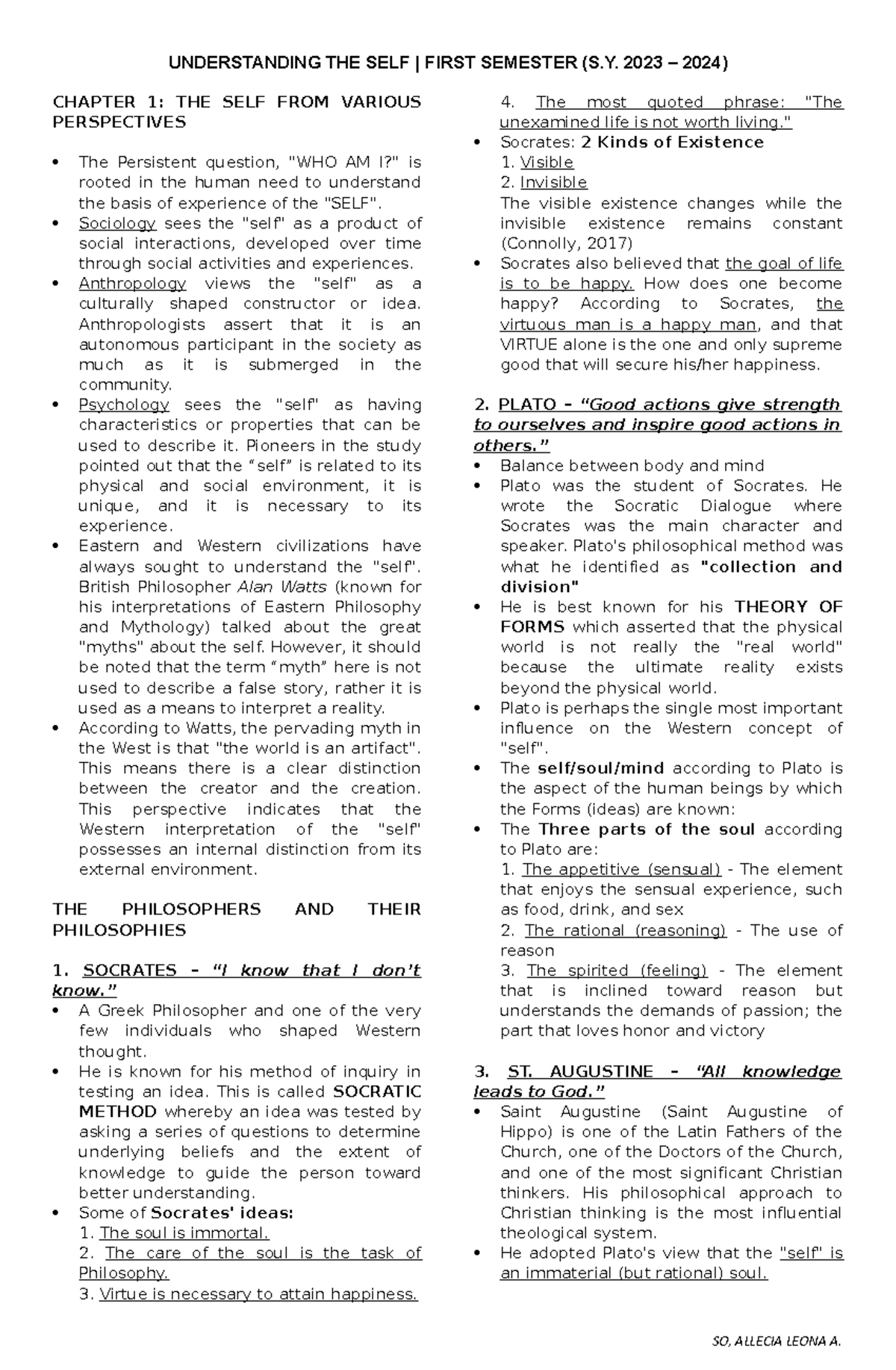 Understanding the Self - CHAPTER 1: THE SELF FROM VARIOUS PERSPECTIVES The Persistent question ...