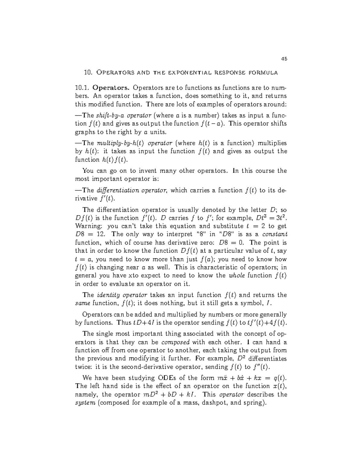 Handout on operators and the exponential response formula - 45 10 ...