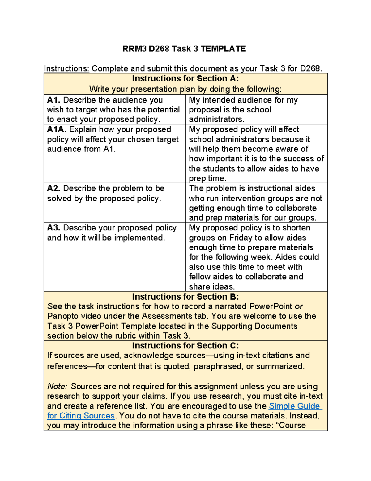 RRM3 D268 Task 3 - WGU D268 Passed 1st try - RRM3 D268 Task 3 TEMPLATE ...