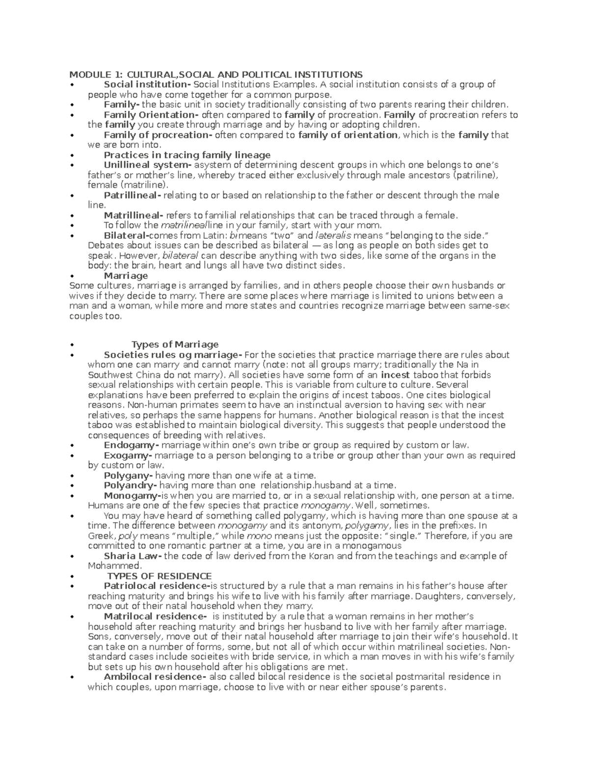 Module UCSP - MODULE 1: CULTURAL,SOCIAL AND POLITICAL INSTITUTIONS ...
