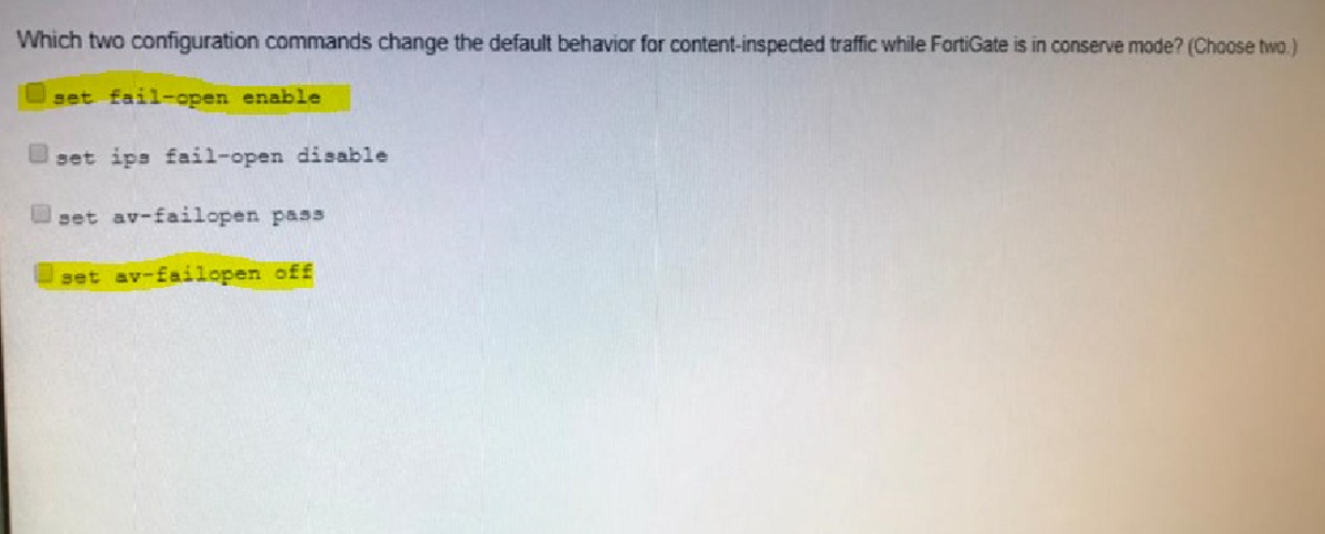 NSE7 EWF v7 30-9-2022 - Simulados - VTiich two Configuration commands change the default ...