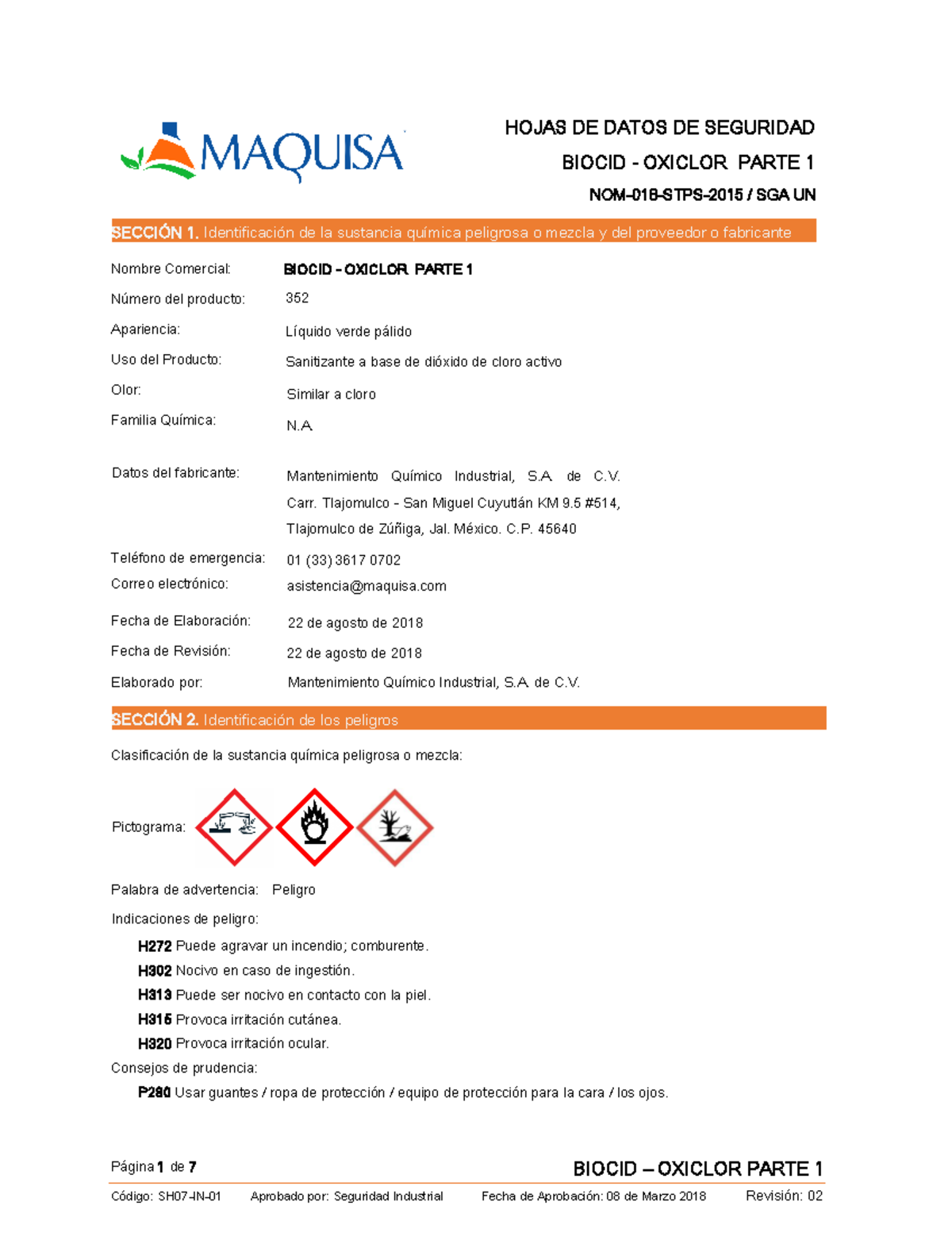 352 - Biocid Oxiclor Parte 1 - Página 1 de 7 BIOCID – OXICLOR PARTE 1 ...