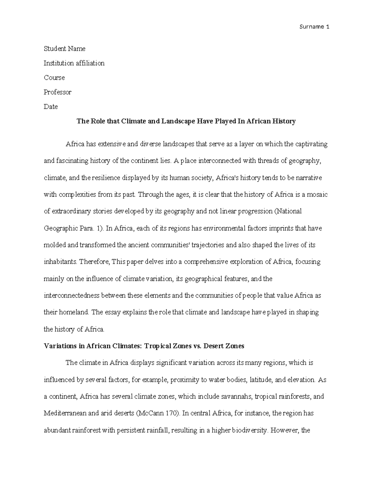 403625822 The Role that Climate and Landscape Have Played In African ...