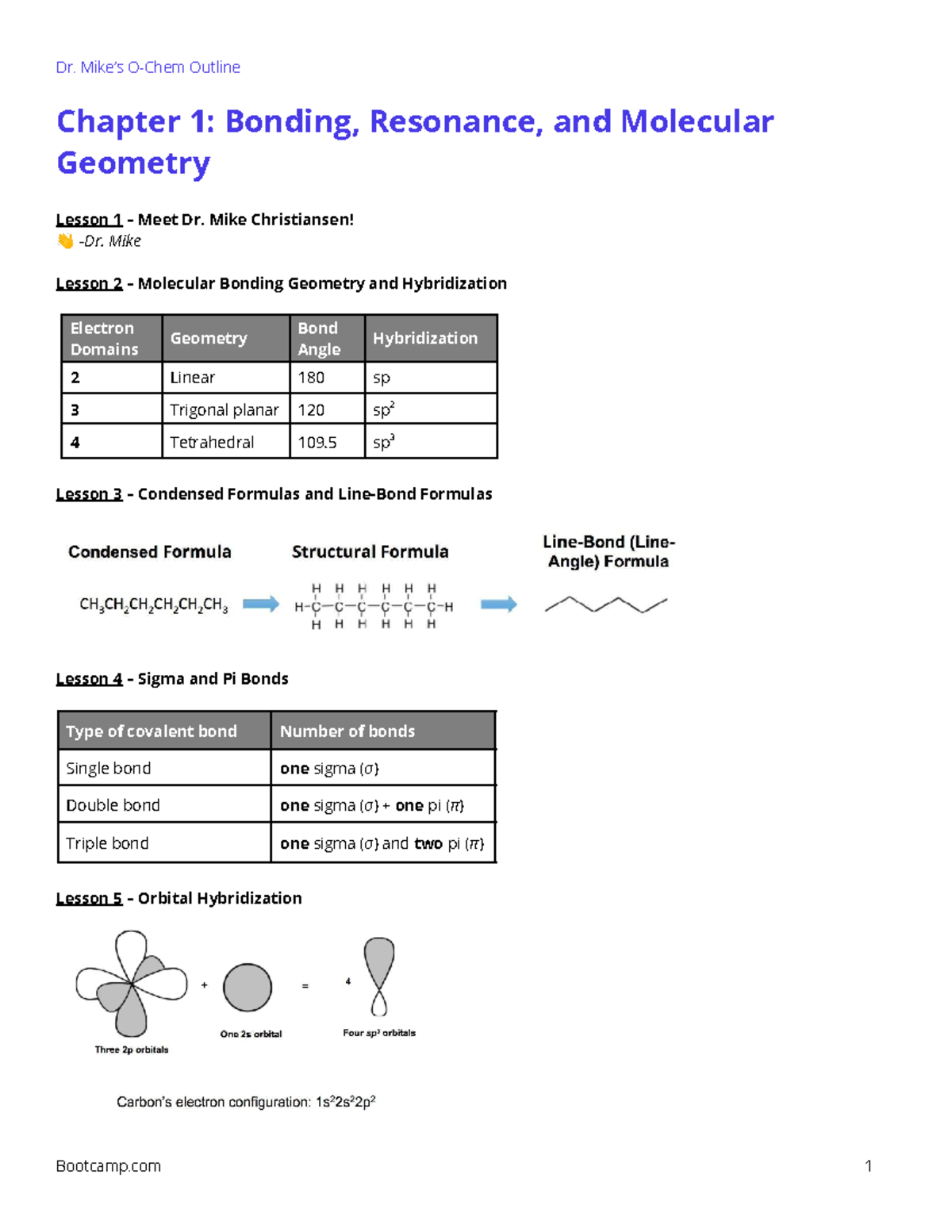 DAT Ochem Ch 1 - DAT Org Notes - Chapter 1: Bonding, Resonance, and ...