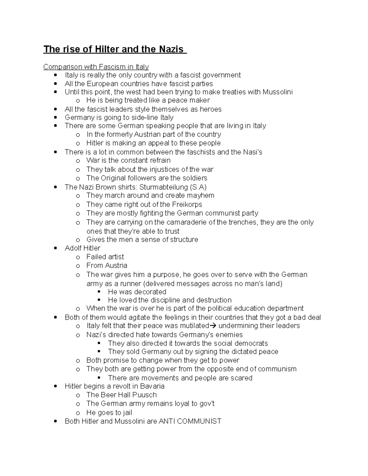 History 1115 The Rise of Hitler and the Nazis - The rise of Hilter and ...